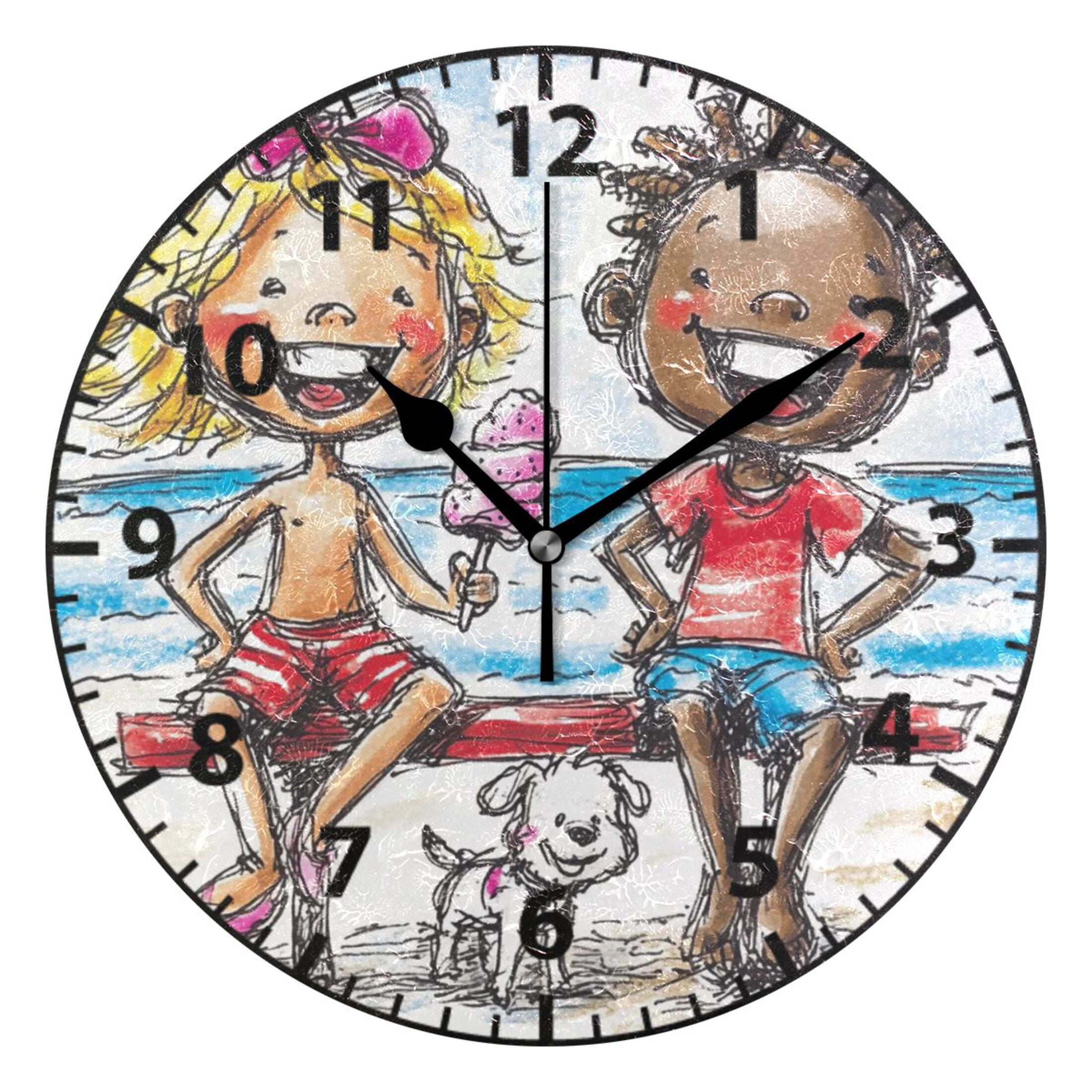 Minimalist Happy Kids Wall Clock Modern Small Clock Black Hands for ...