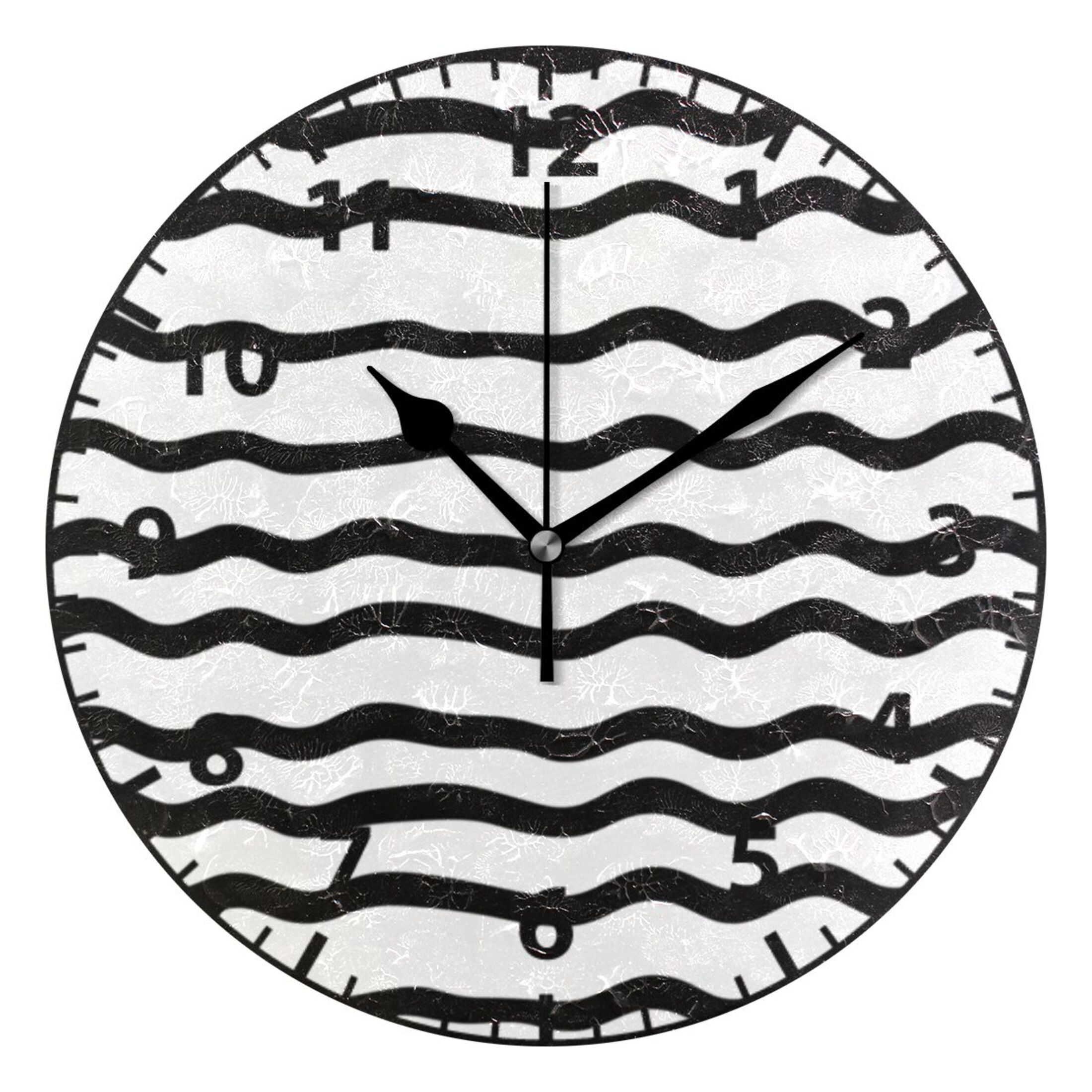 9.84in Modern Wavy Pattern PVC Canvas Wall and Table Clock with Canvas ...