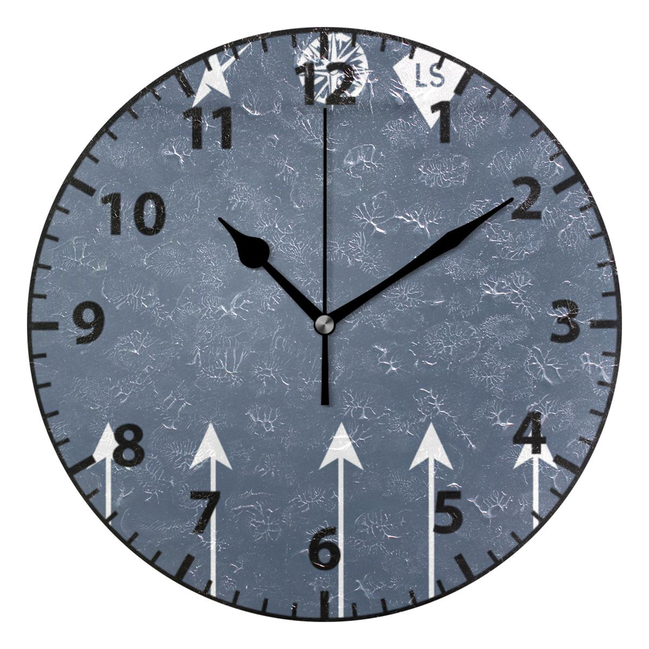 Nautical Symbols and Arrows Wall Clock Modern Small Clock Black Hands for Office, Home, Bedroom ...