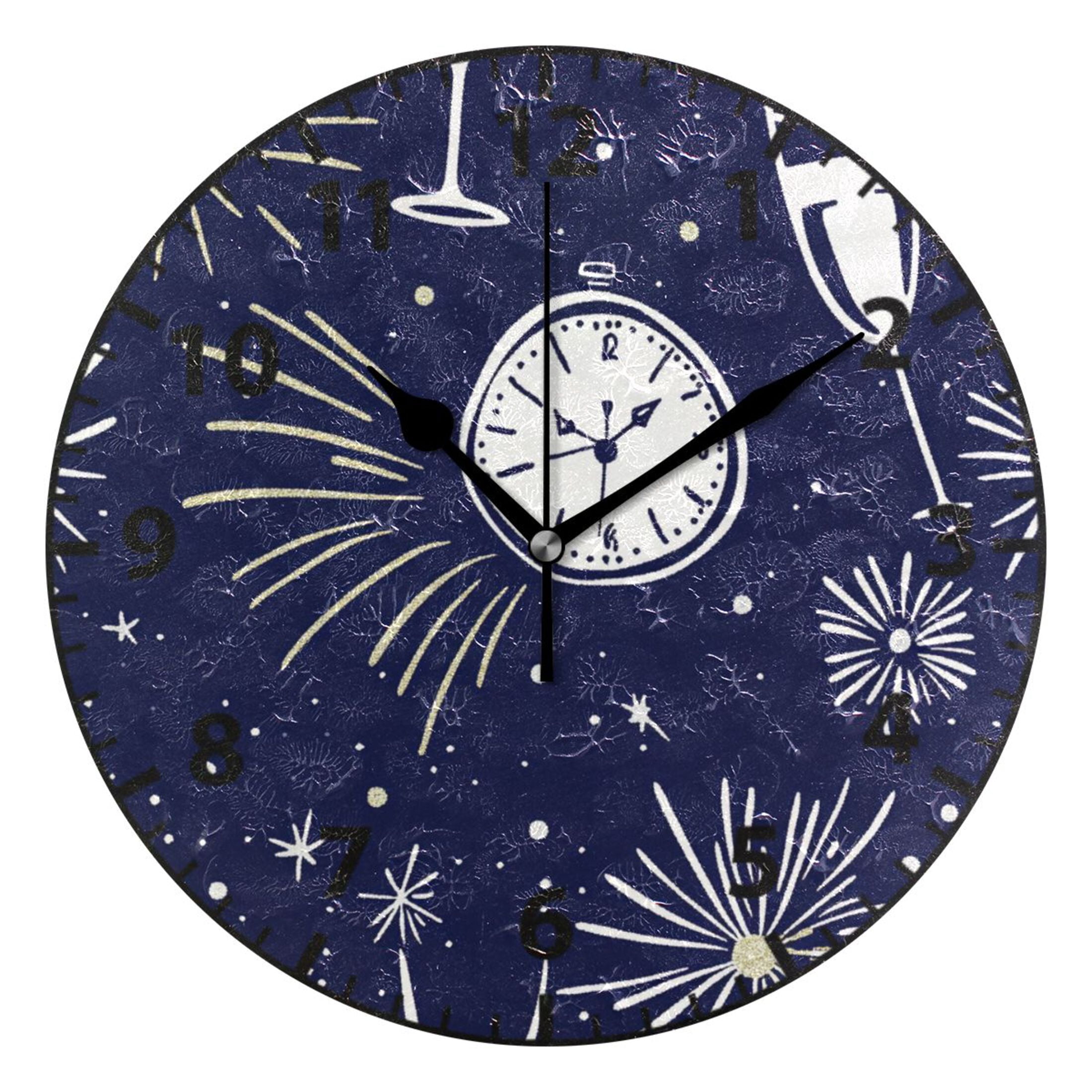 Party Celebration Pattern Wall Clock Modern Small Clock Gold Hands for ...