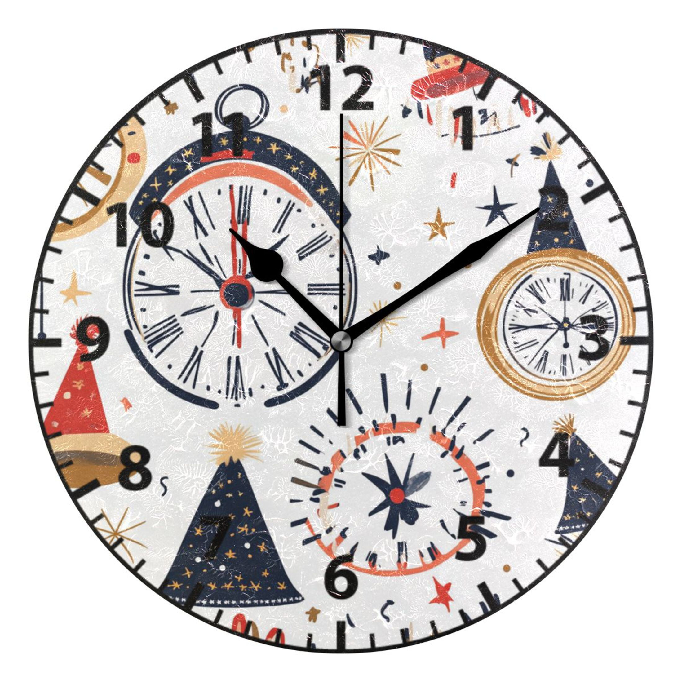 9.84in Party and Clocks Hats PVC Canvas Wall and Table Clock with Canvas Texture, Black or Gold ...