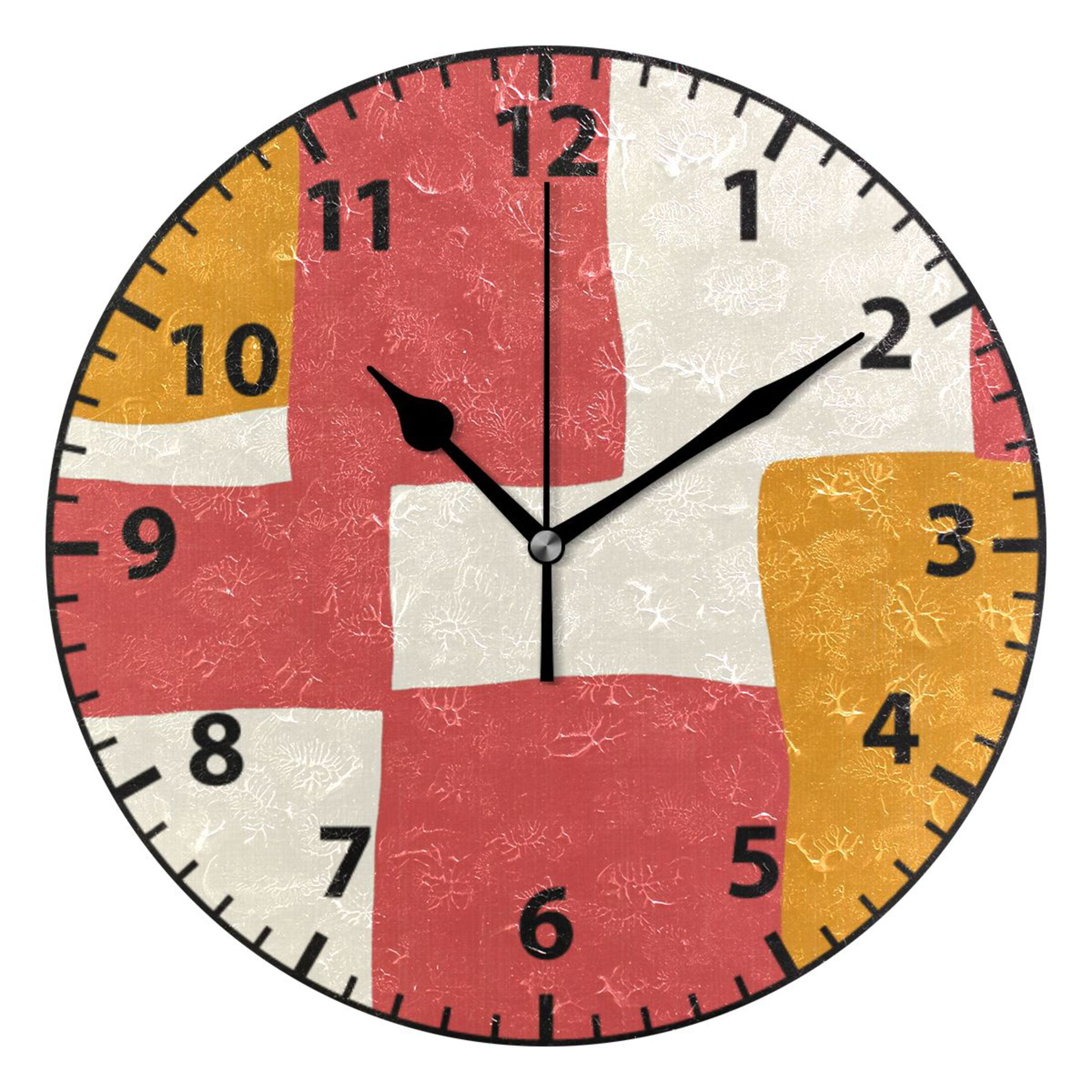 Paving Pattern Wall Clock Modern Small Clock Black Hands for Office ...