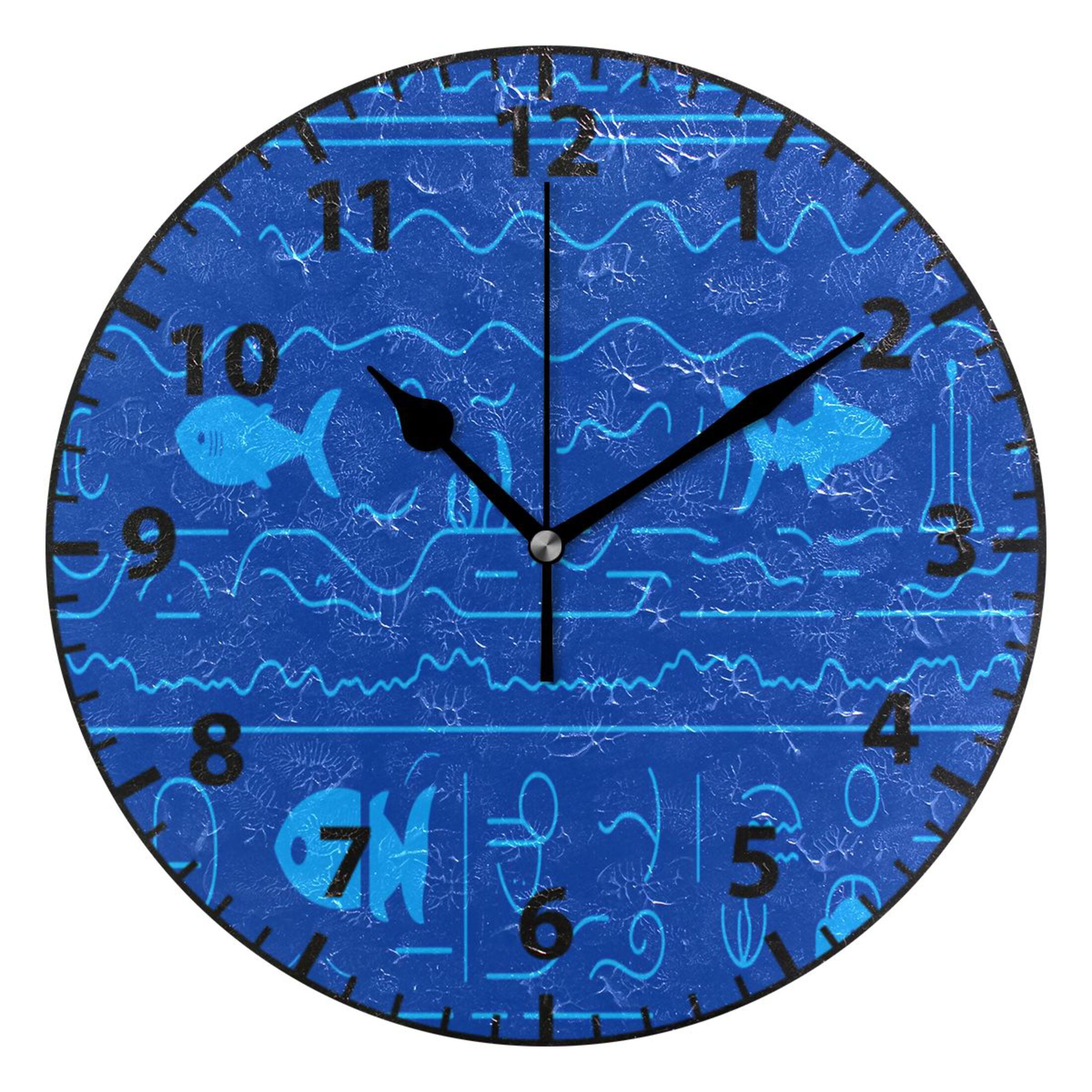 Playful Ocean Creatures Wall Clock Modern Small Clock Black Hands for ...