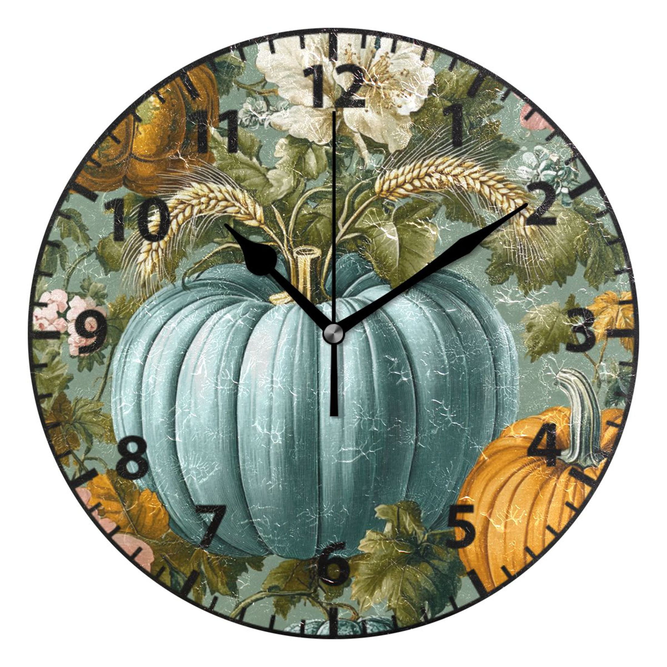 Pumpkin Painting Wall Clock Modern Small Clock Gold Hands for Office ...
