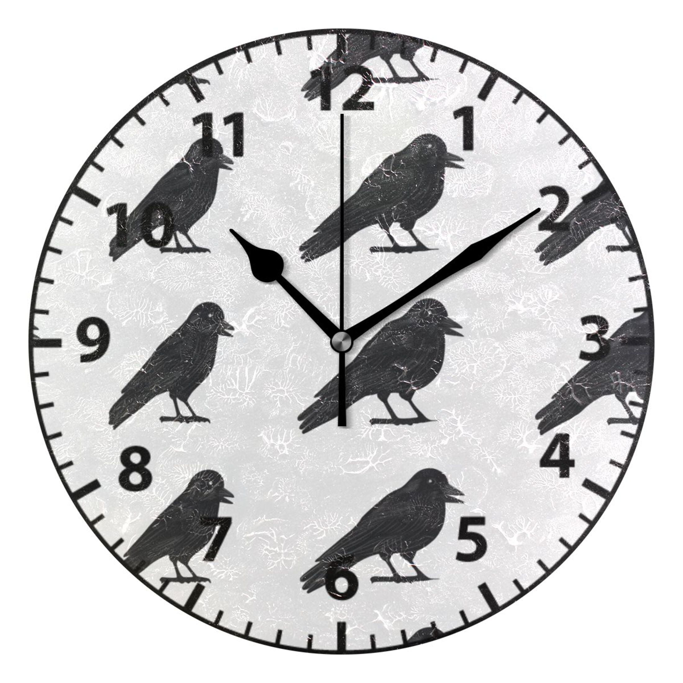 Raven Repetition Wall Clock Modern Small Clock Black Hands for Office ...