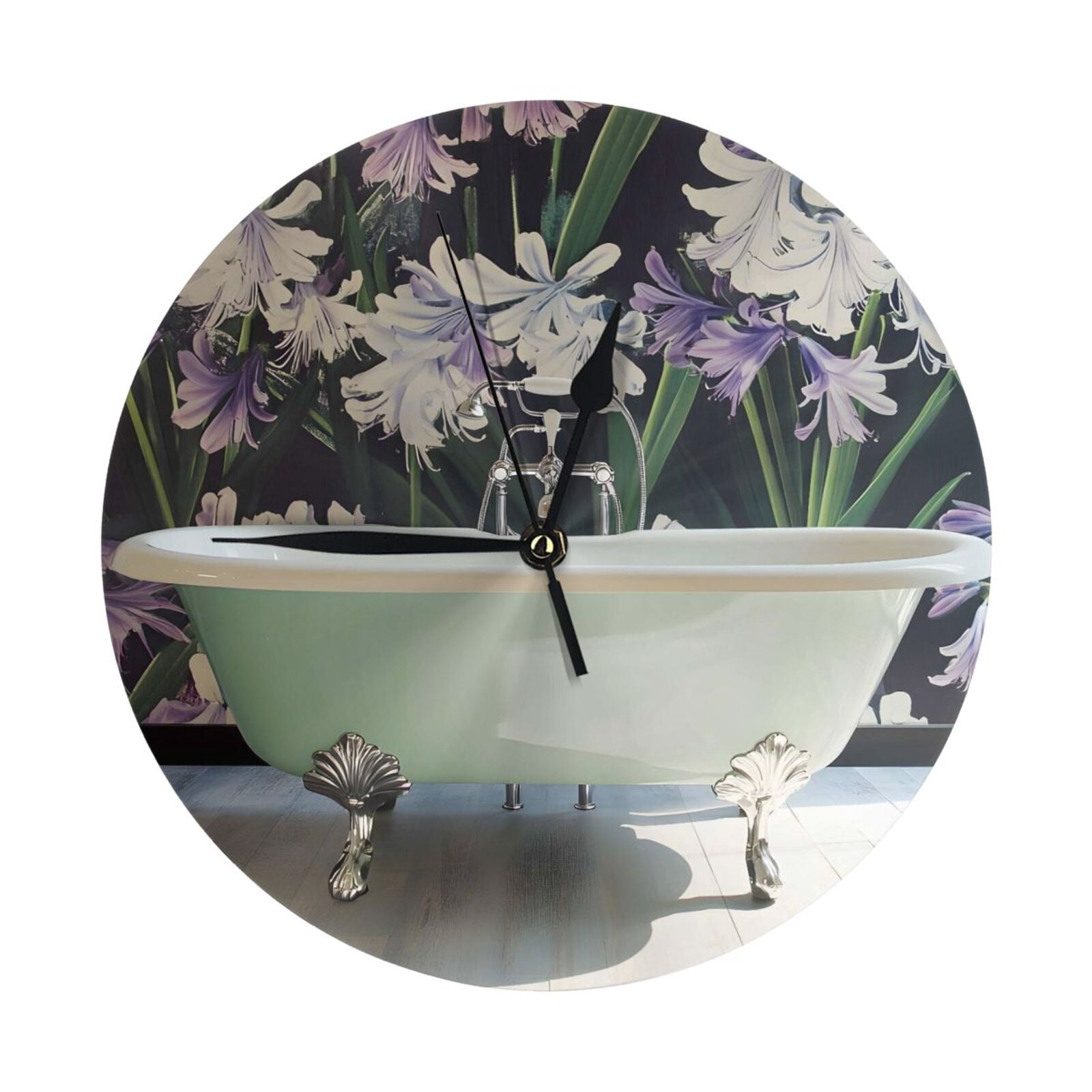 9.84in Round Wall Clock Frameless No Glass Silent Non-Ticking Pvc Board Stand For Tabletop Or ...
