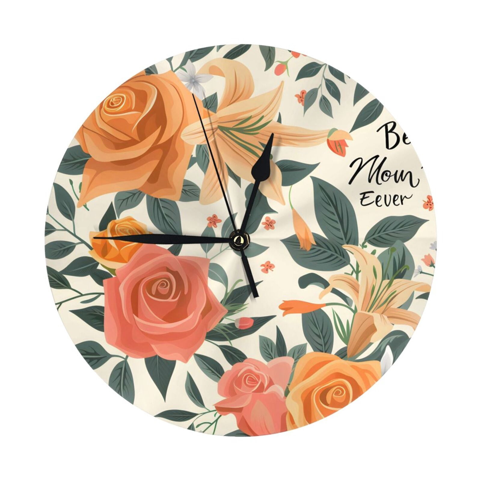 9.84in Round Wall Clock Frameless No Glass Silent Non-Ticking Pvc Board ...