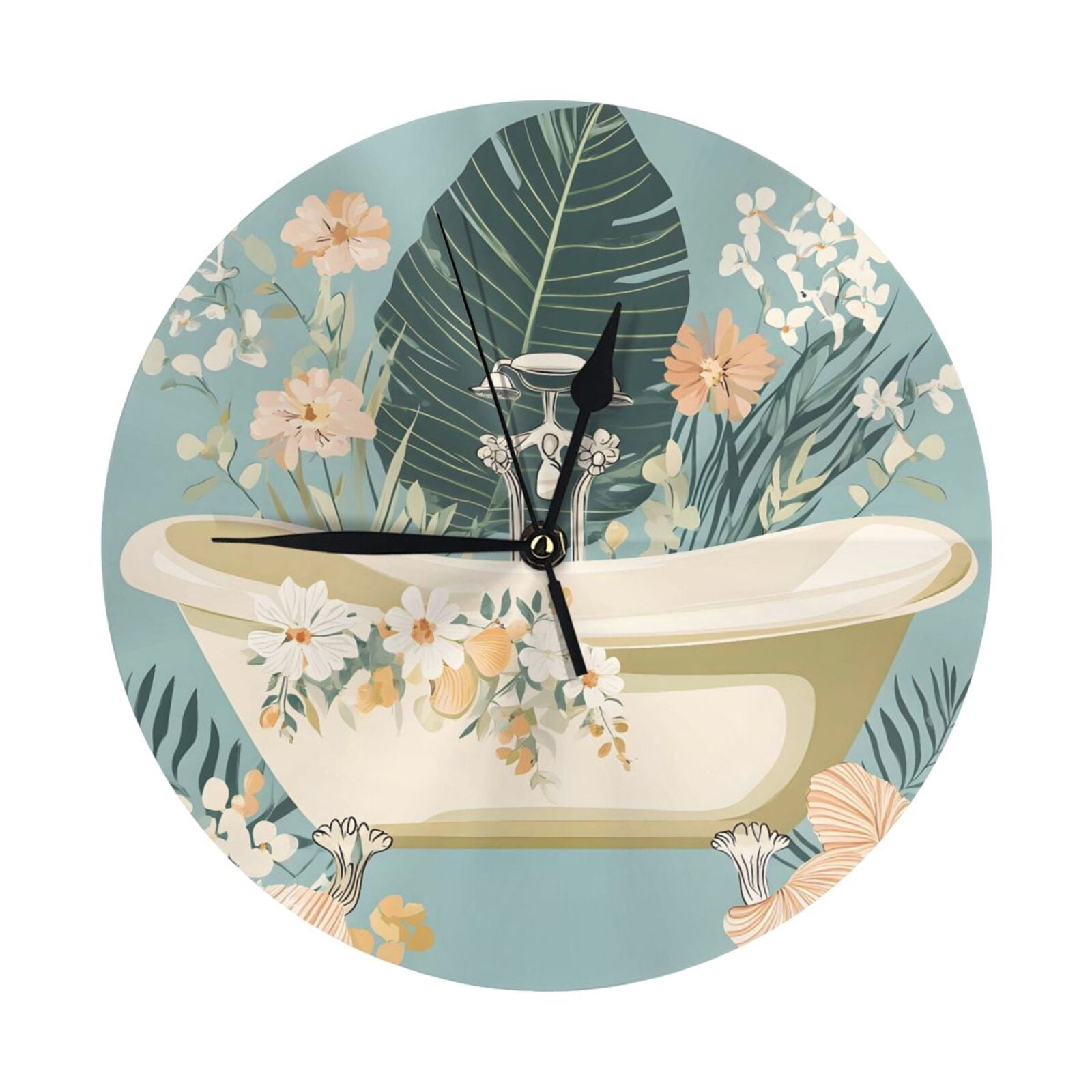 9.84in Round Wall Clock Frameless No Glass Silent Non-Ticking Pvc Board ...