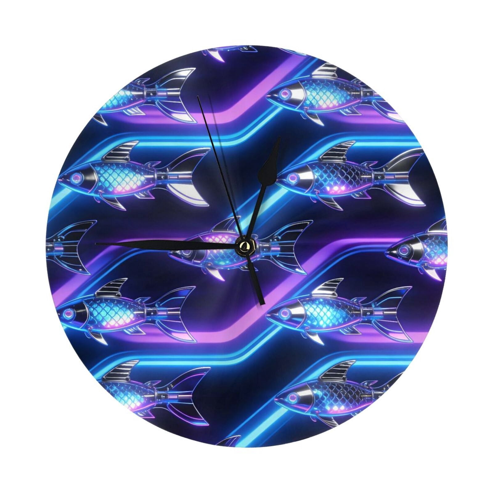 9.84in Round Wall Clock Frameless No Glass Silent Non-Ticking Pvc Board ...