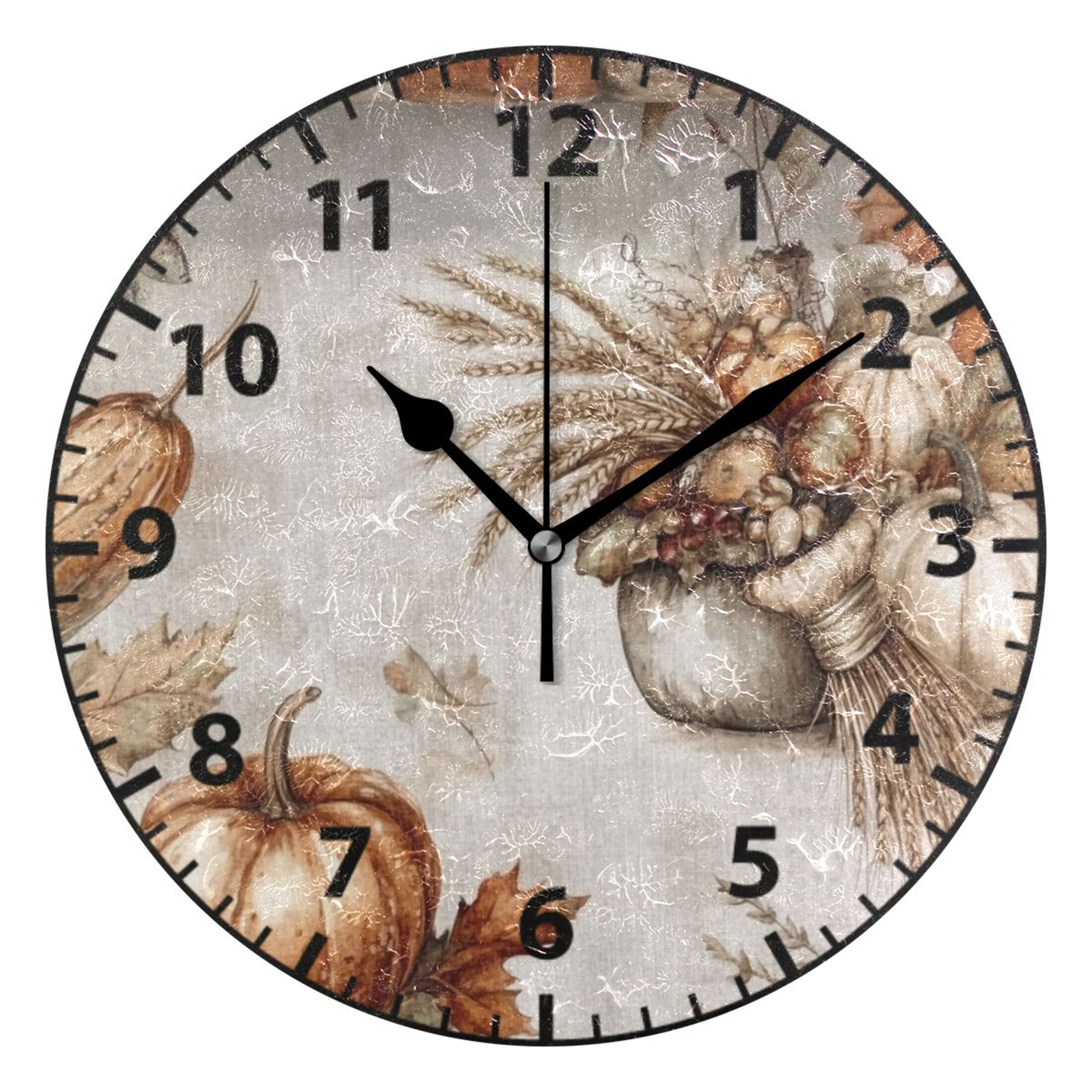 9.84in Sketch Harvest PVC Canvas Wall and Table Clock with Canvas ...