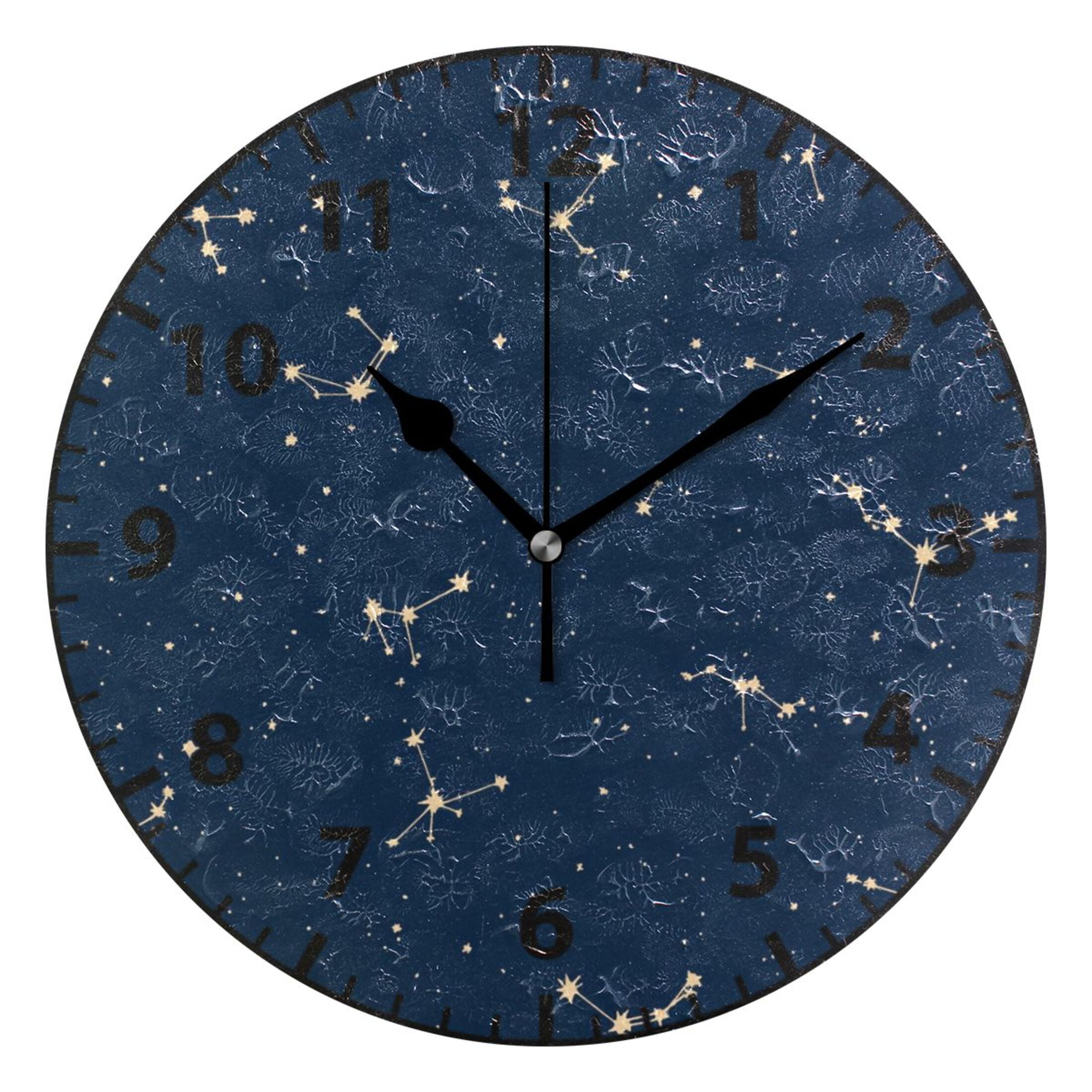 Starry Sky Wall Clock Modern Small Clock Gold Hands for Office, Home ...