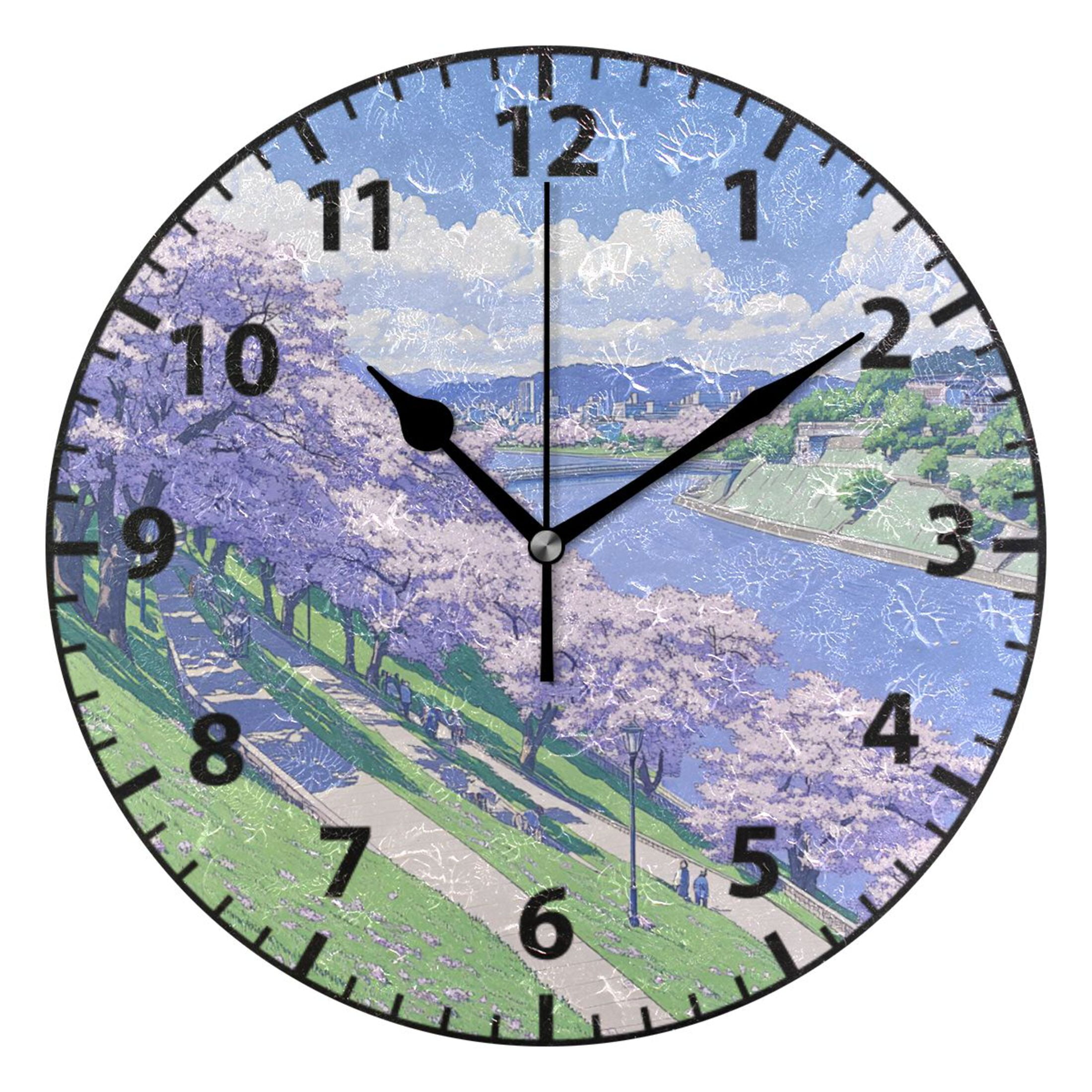 9.84in Summer Scenery PVC Canvas Wall and Table Clock with Canvas ...