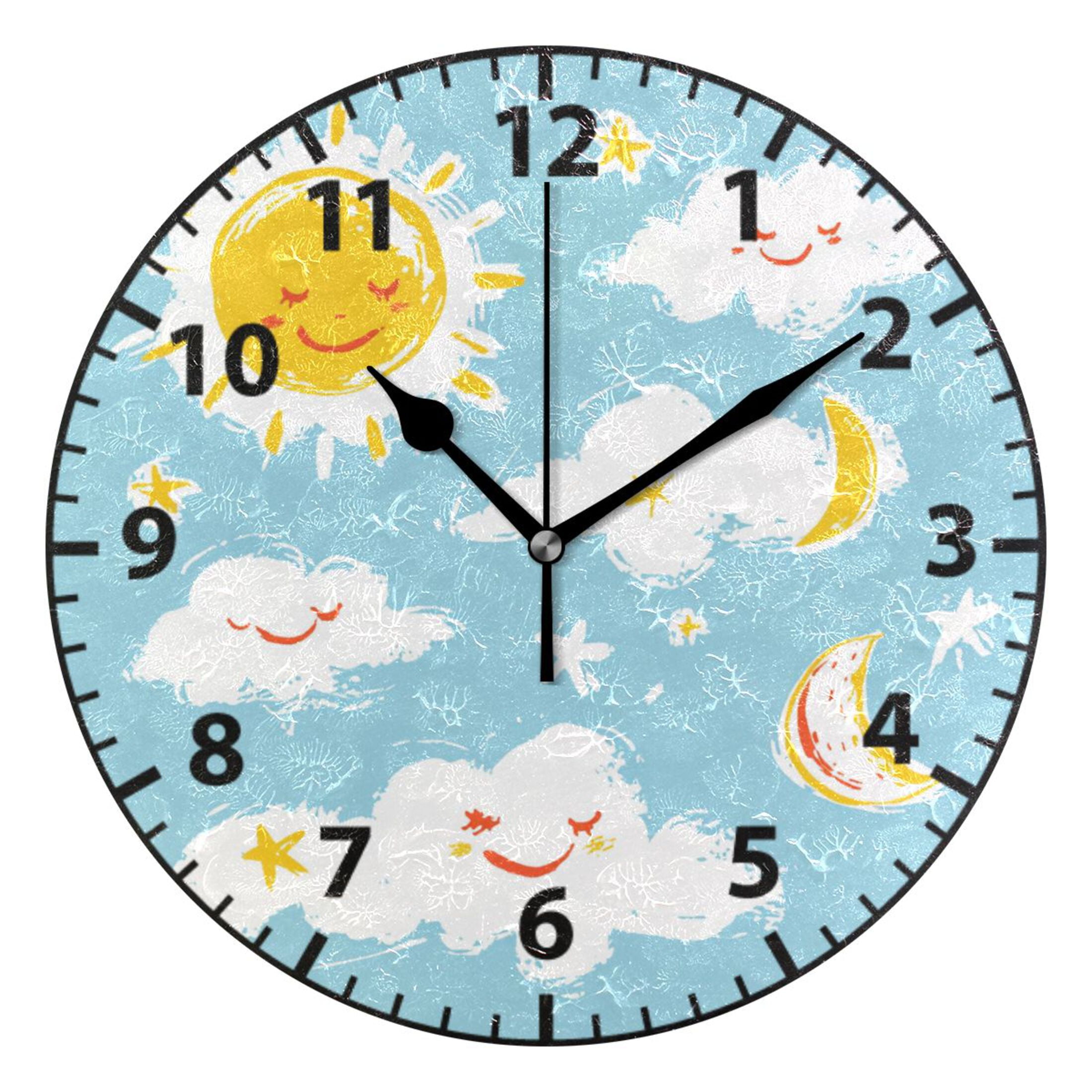 Sunny Day Wall Clock Modern Small Clock Black Hands for Office, Home ...