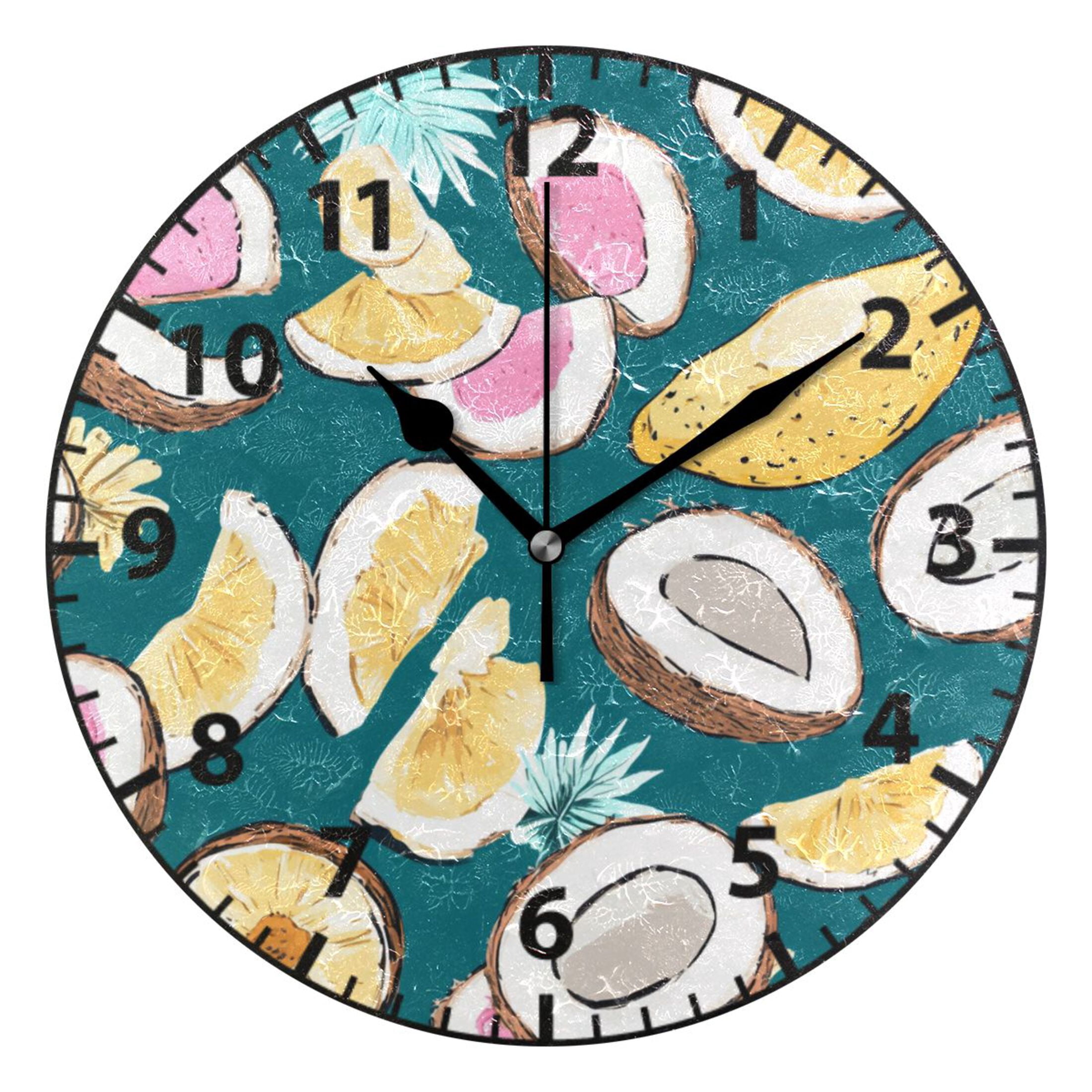 9.84in Tropical Fruits Design PVC Canvas Wall and Table Clock with ...