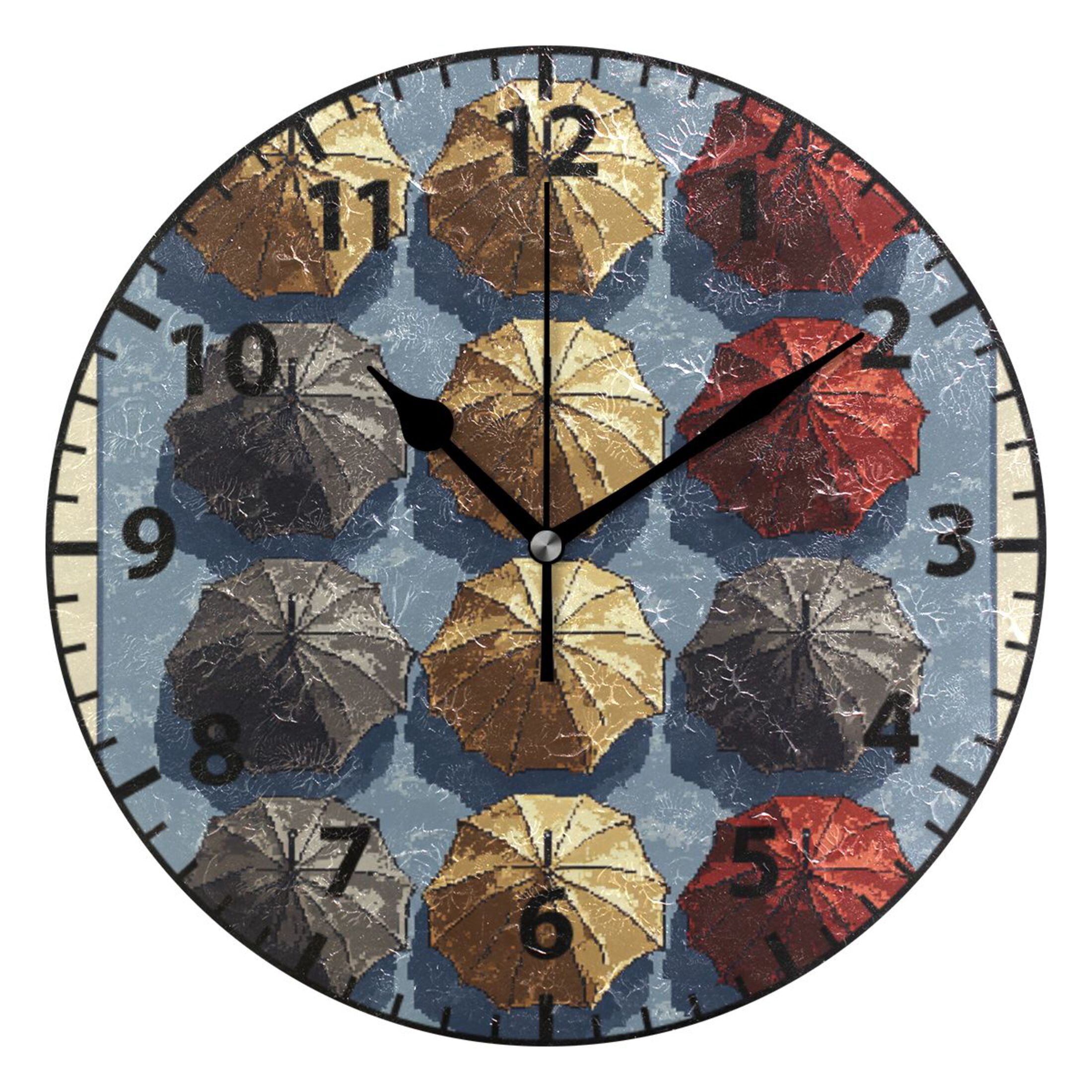 Umbrellas Pattern Design Wall Clock Modern Small Clock Gold Hands for ...