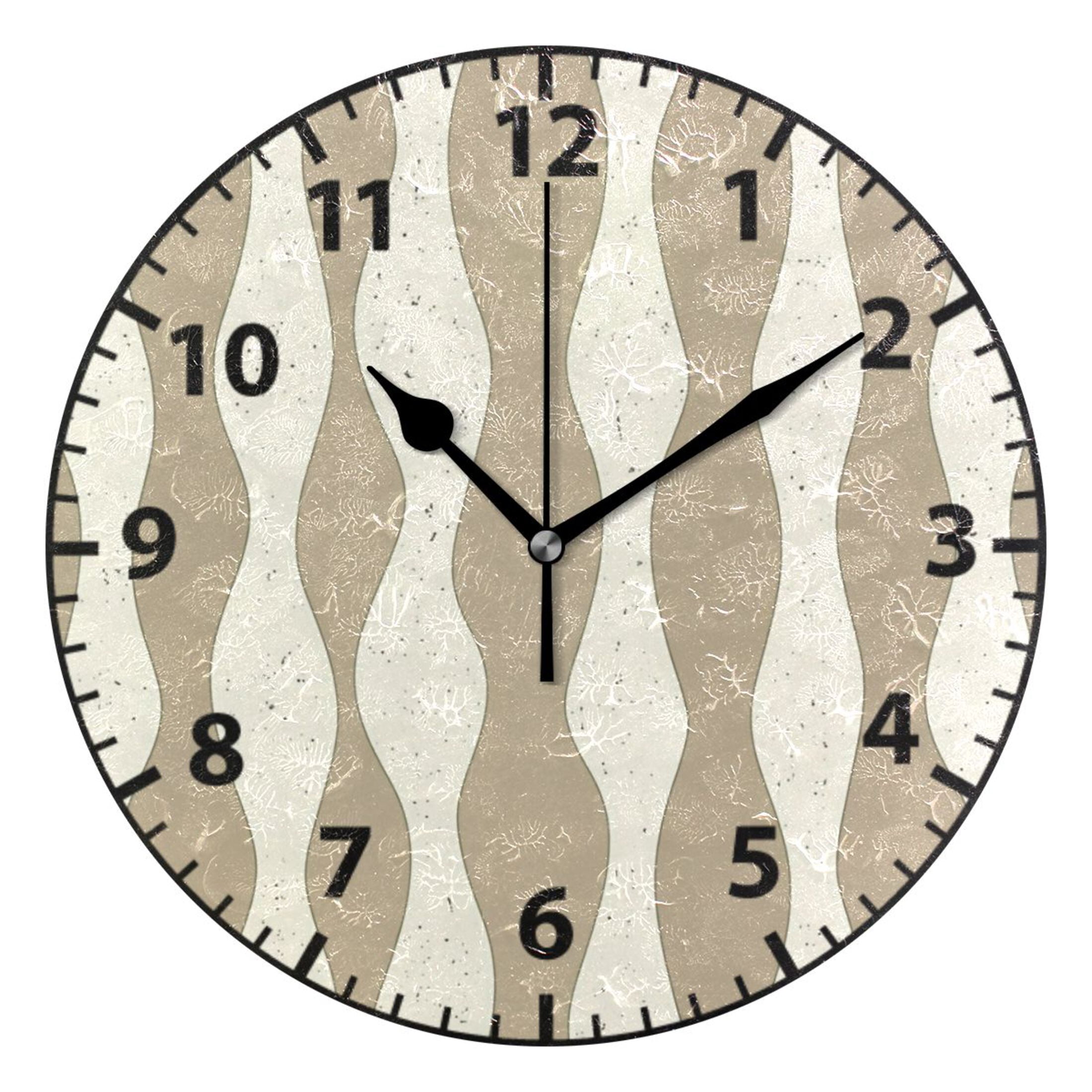 9.84in Wavy Cream Pattern PVC Canvas Wall and Table Clock with Canvas ...