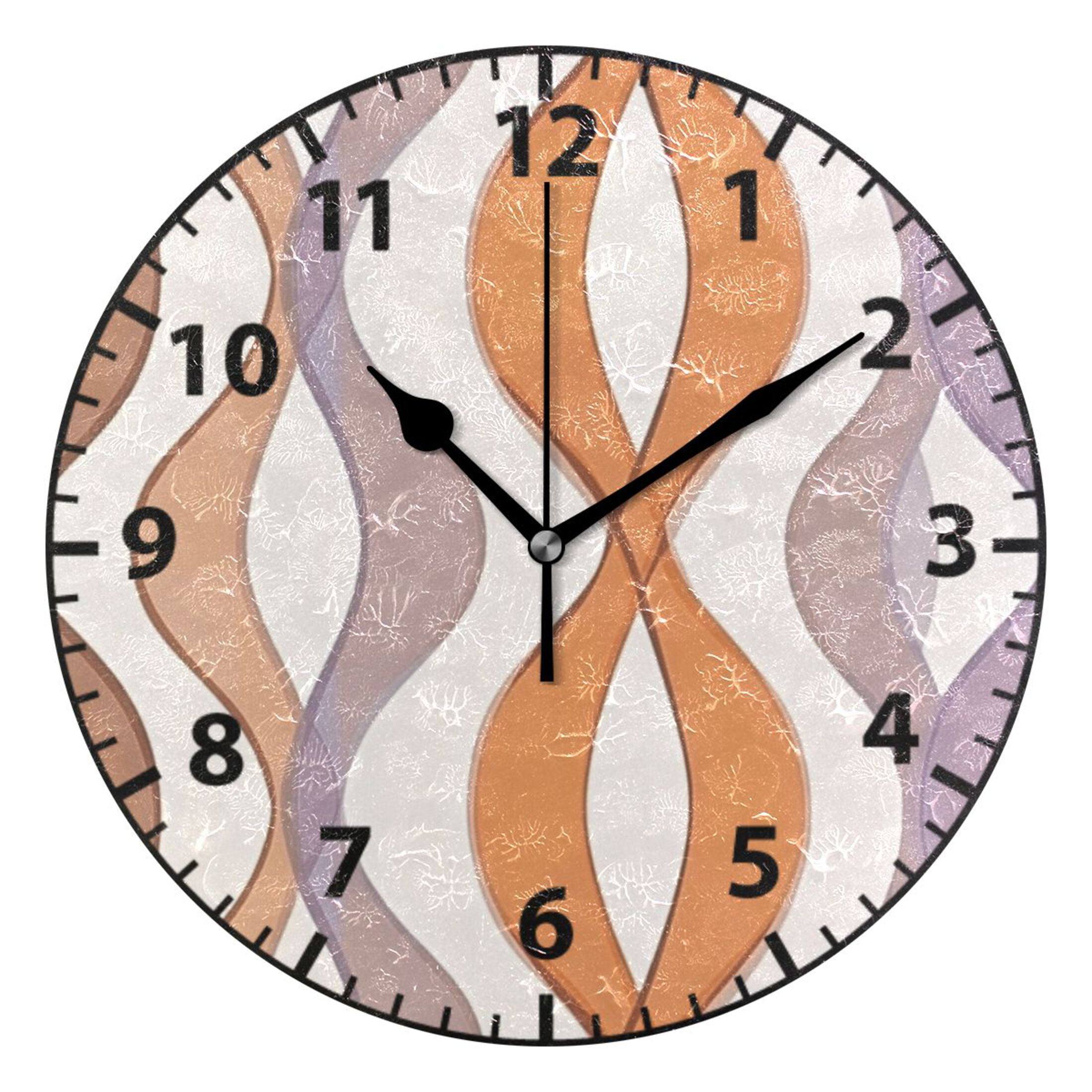 9.84in Wavy Line Pattern PVC Canvas Wall and Table Clock with Canvas ...