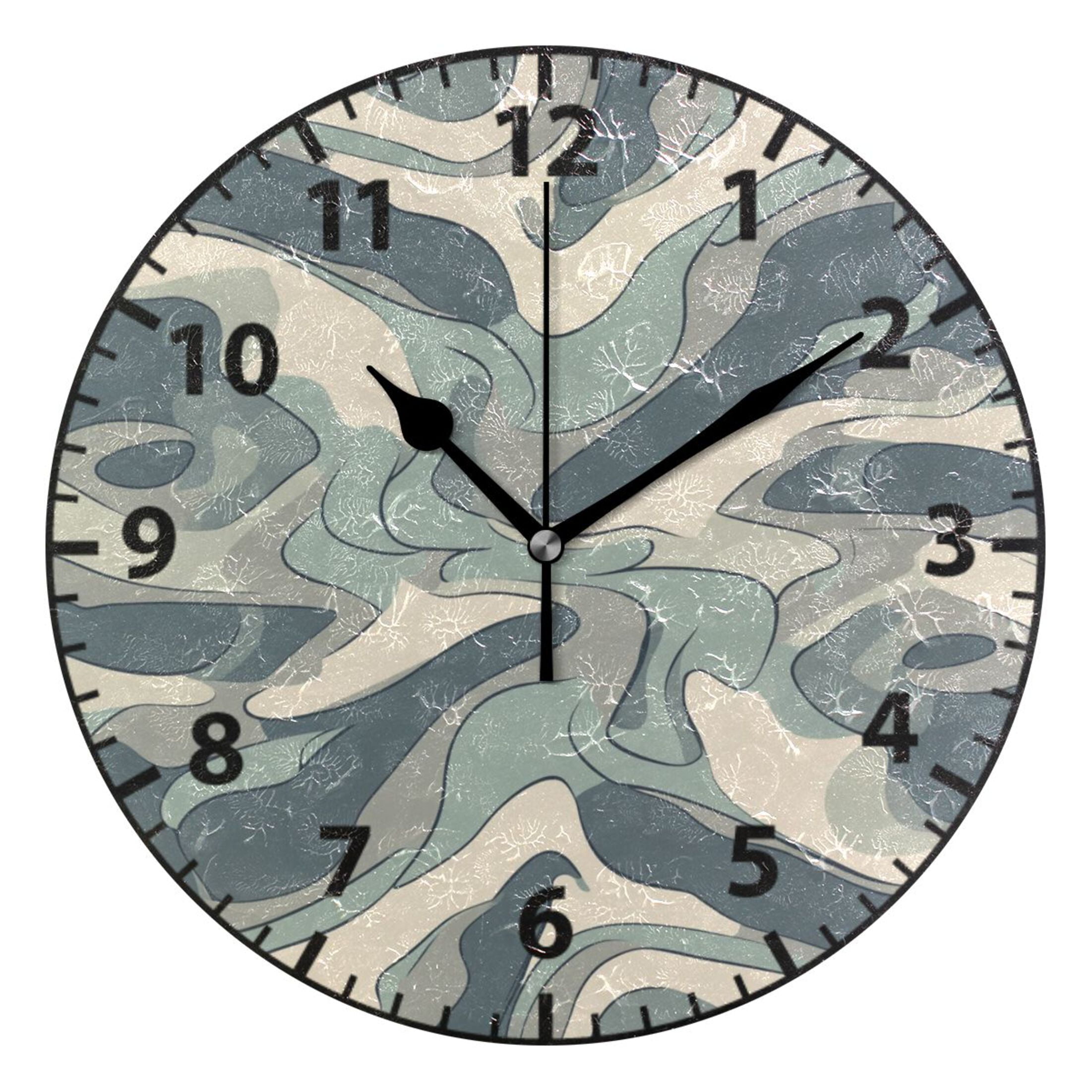 Wavy Pattern Wall Clock Modern Small Clock Black Hands for Office, Home ...