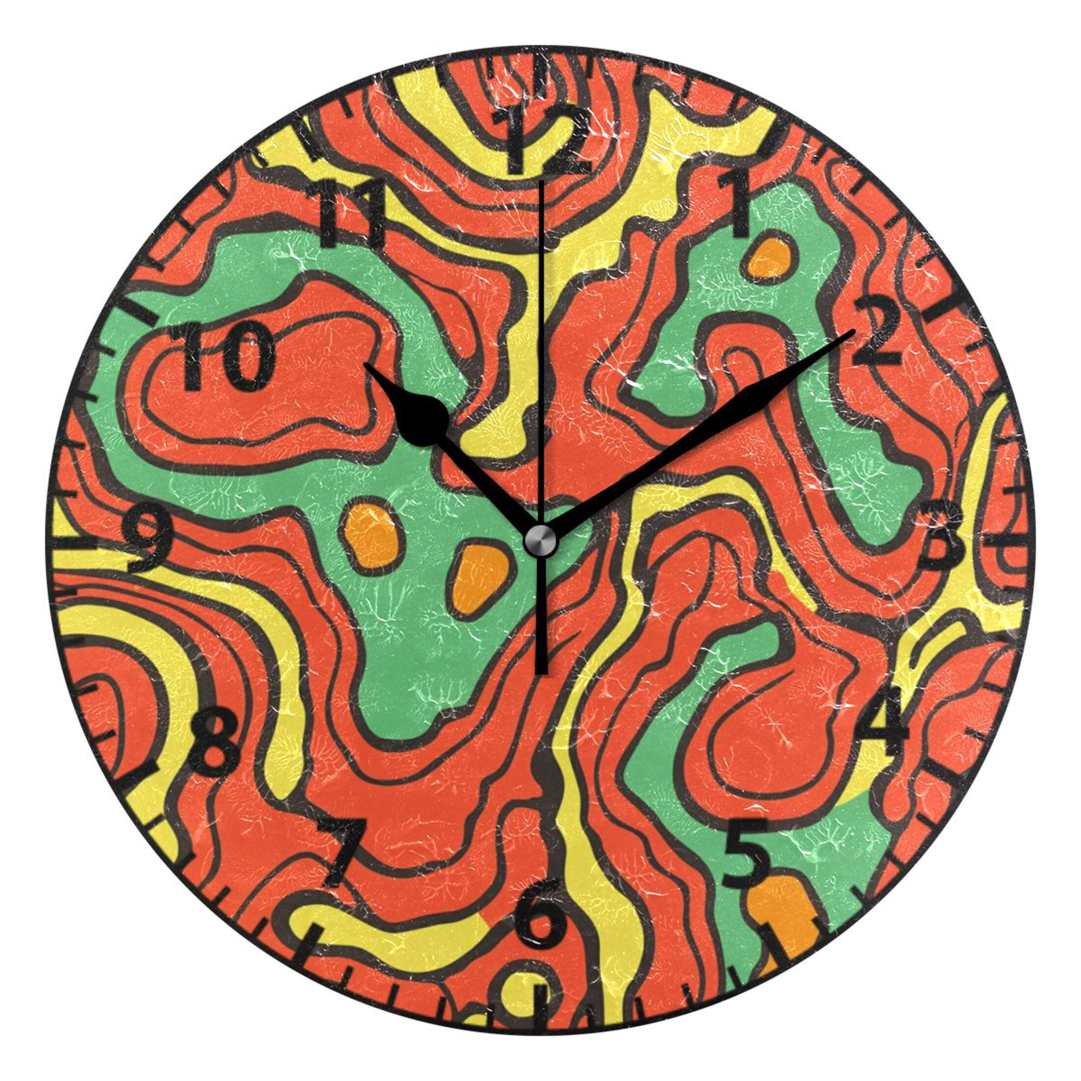 9.84in Wavy Striped Pattern PVC Canvas Wall and Table Clock with Canvas ...