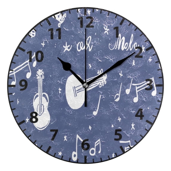 Whimsical Music Notes Wall Clock Modern Small Clock Black Hands for ...