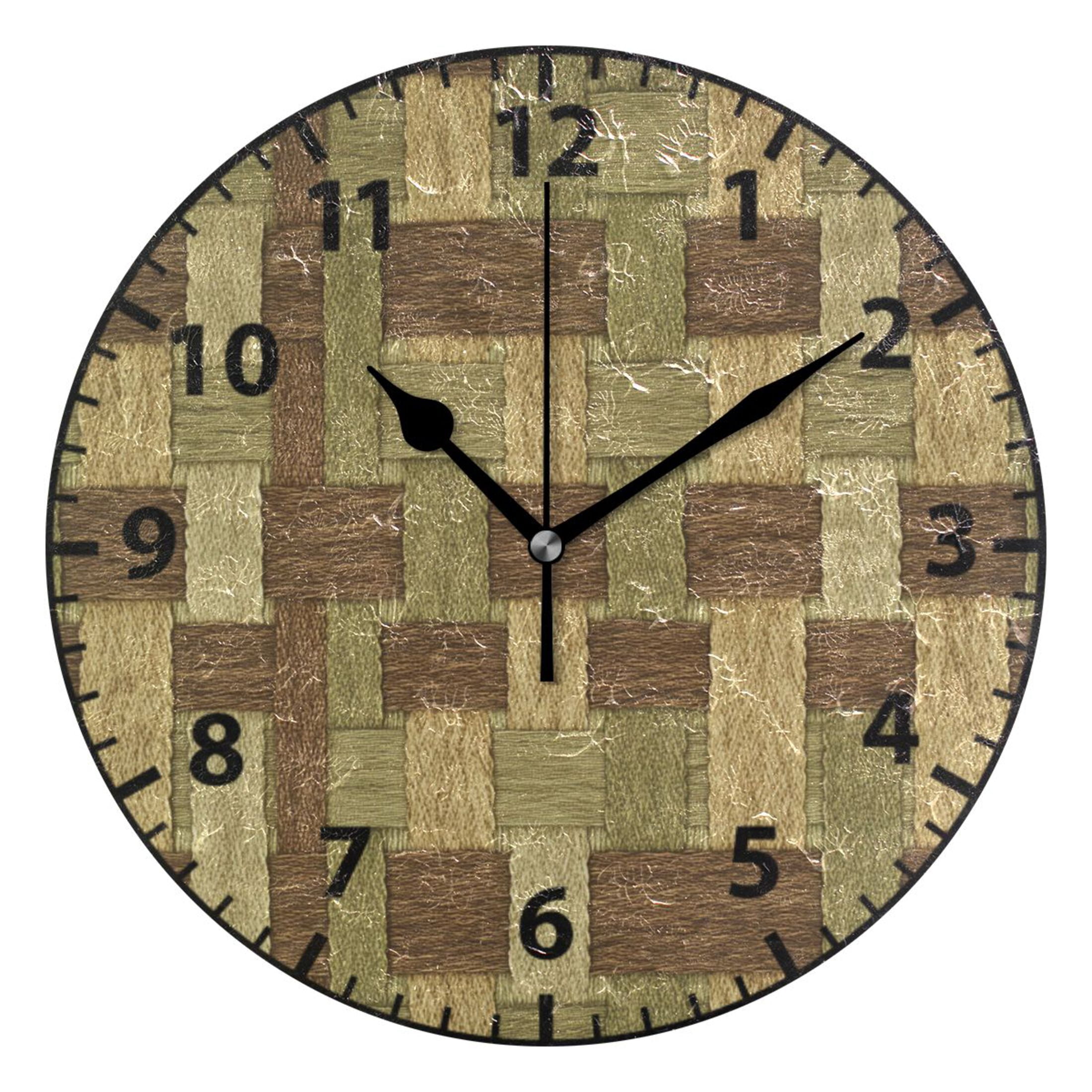 Wooden Texture Pattern Wall Clock Modern Small Clock Black Hands for ...