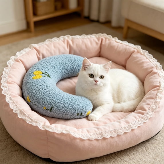 9.84x6.69in U Shape Calming Pet Neck Support Pillow, Soft Skin Friendly ...