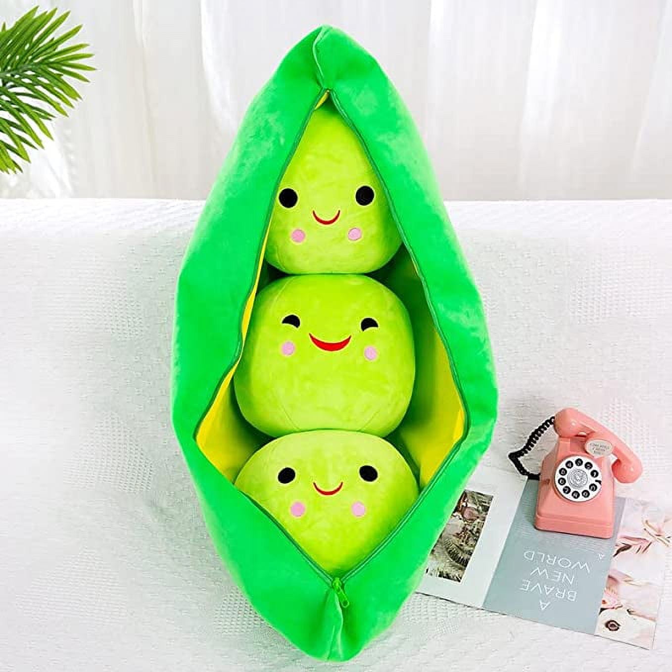 9.85 inch Cartoon Pea Pod Plush Toy Green Beans Endearing Plushie Christmas Gift Hugging ...