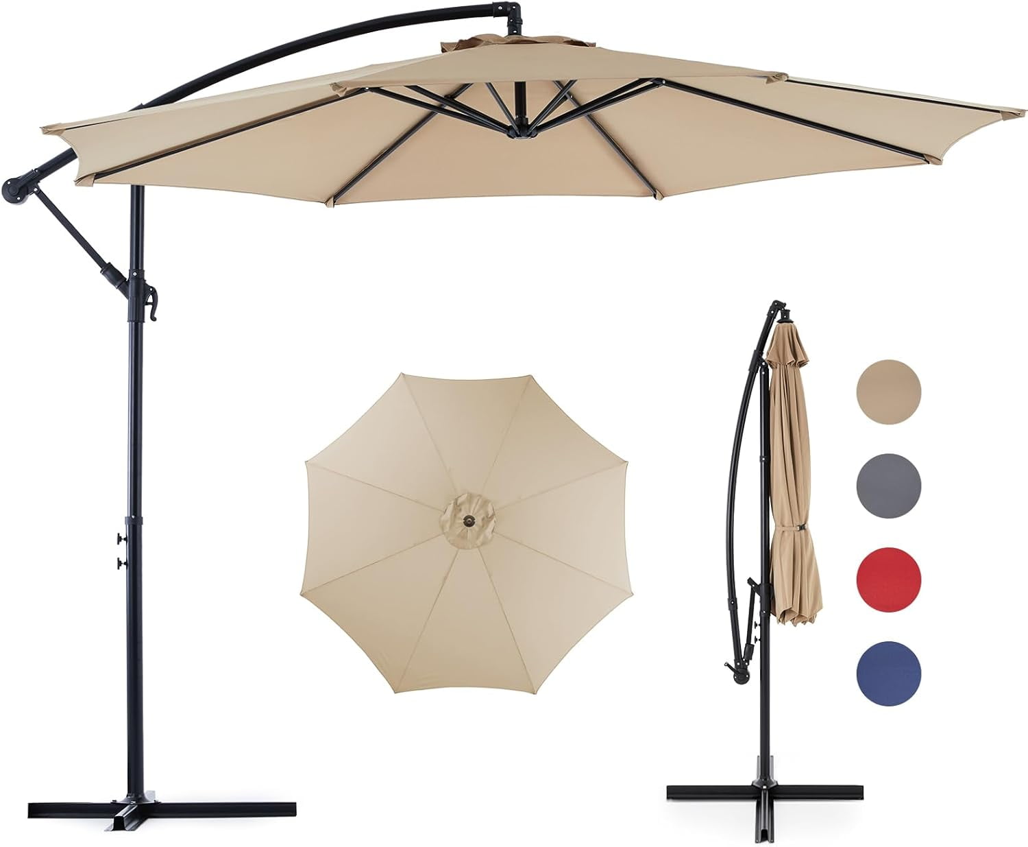 9.8FT Cantilever Offset Patio Umbrella - Hanging Cantilever Umbrella ...