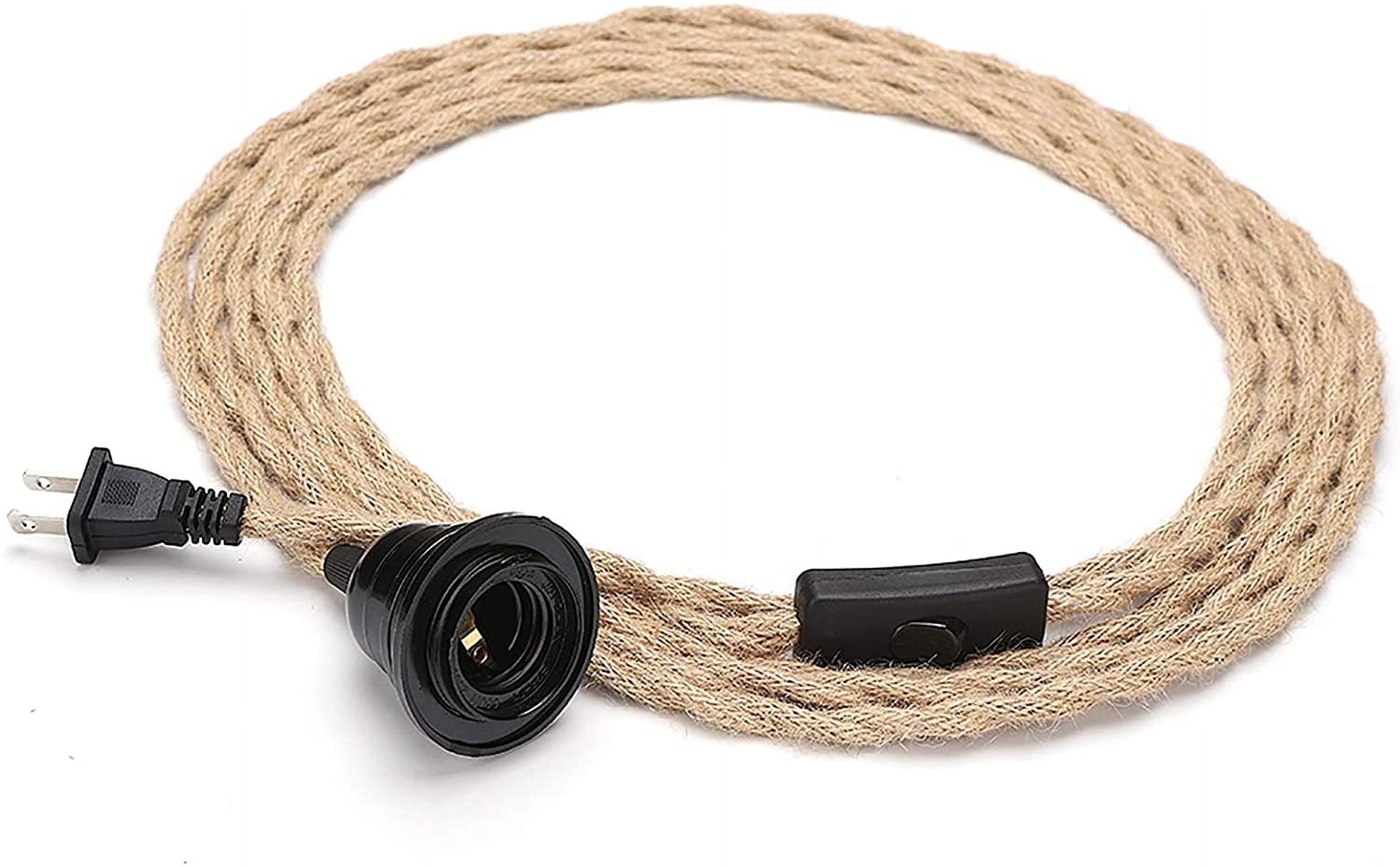9.8FT Industrial Adjustable Height Twisted Hemp Rope Pendant Lights ...
