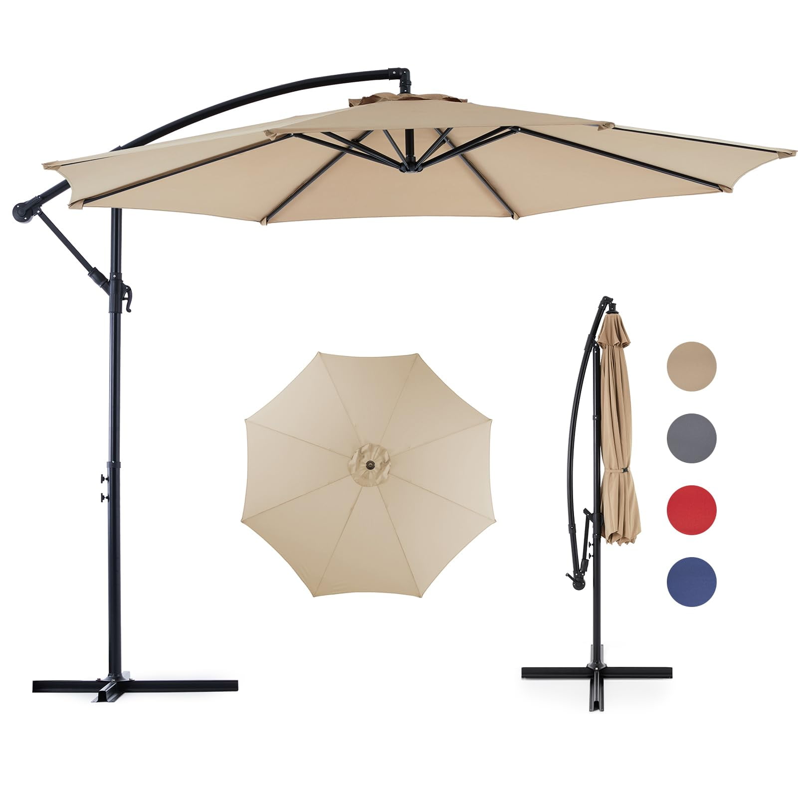 9.8FT Offset Patio Umbrella Hanging Cantilever Umbrella Outdoor Sun ...