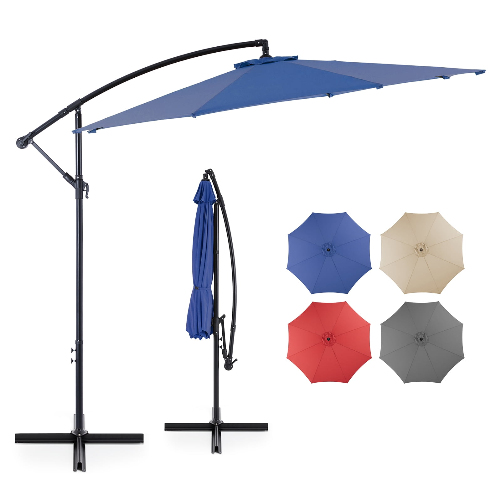 9.8FT Offset Patio Umbrella Hanging Cantilever Umbrella Outdoor Sun ...