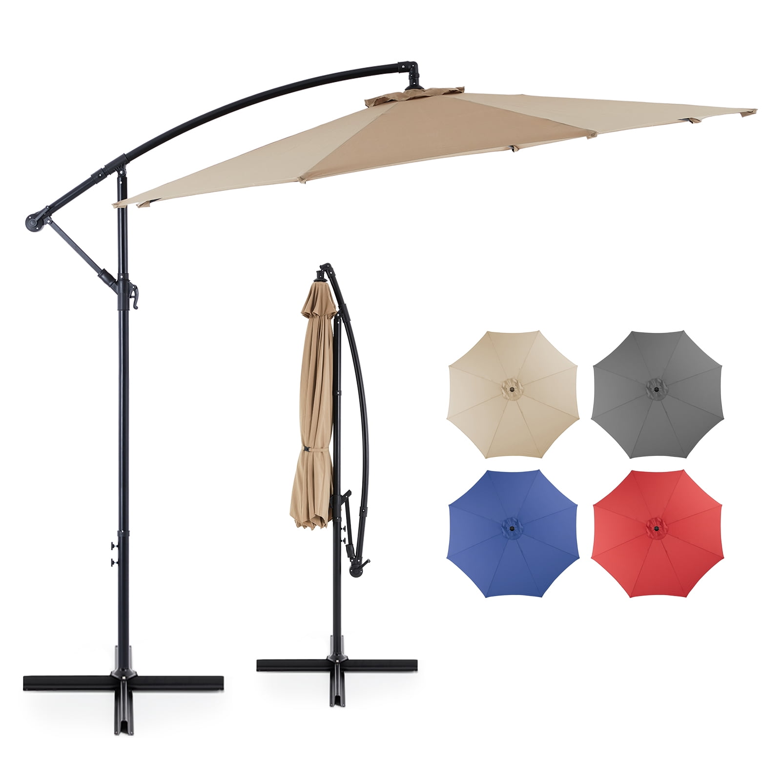 9.8FT Offset Patio Umbrella Hanging Cantilever Umbrella Outdoor Sun ...