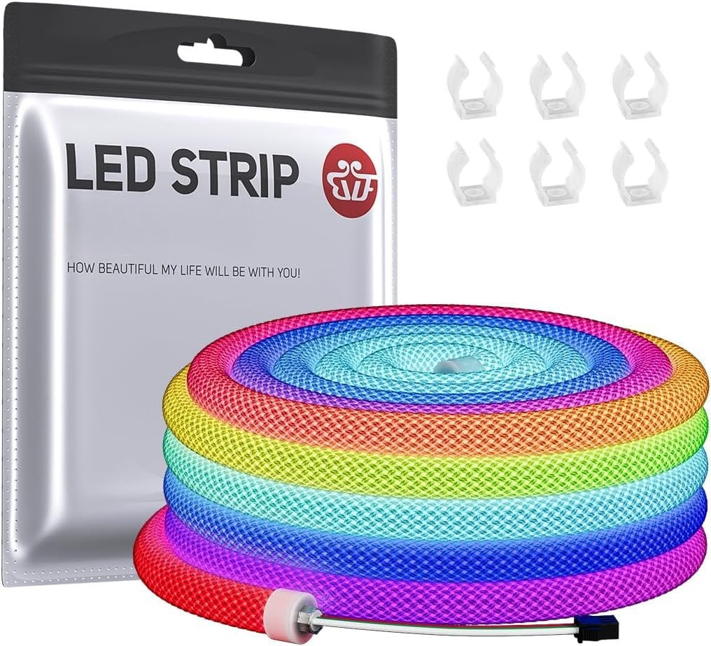 9.8FT WS2811 WS2812B IC 360 Round Reticulate Chasing Color Neon Strip ...
