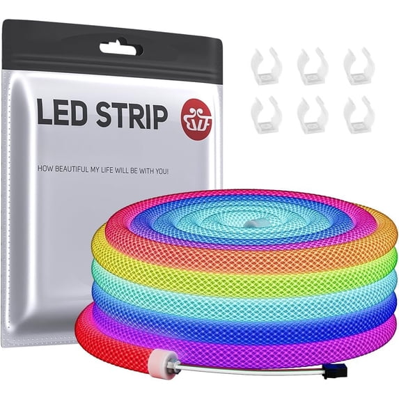 9.8FT WS2811 WS2812B IC 360 Round Reticulate Chasing Color Neon Strip ...