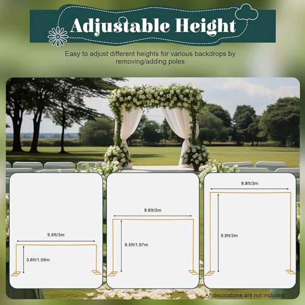 9.8FT x 9.8FT Gold Wedding Arch for Ceremony, Square Metal Arch ...