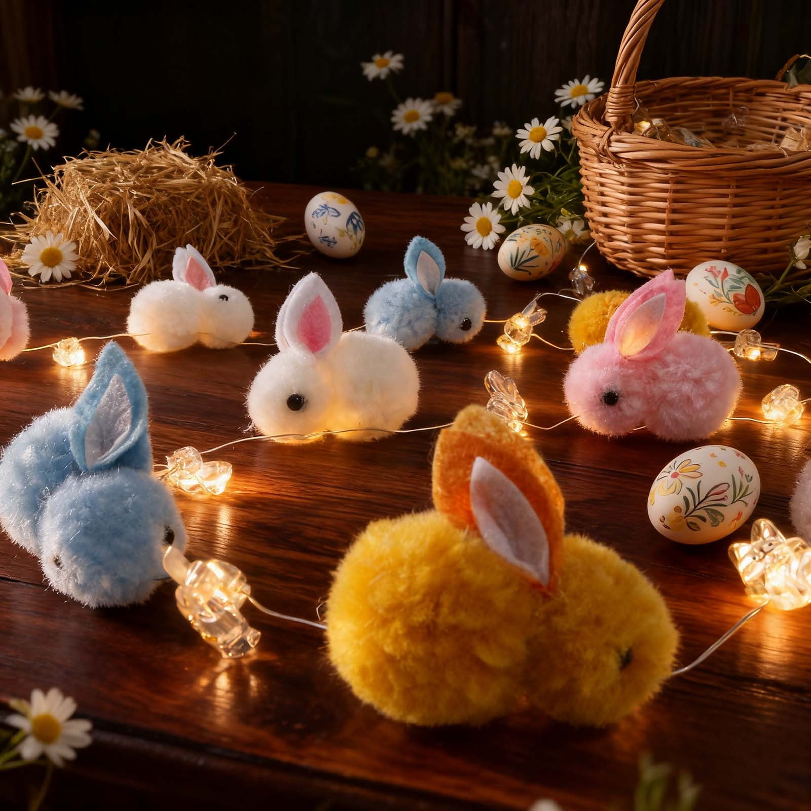 9.8Ft Easter Bunny String Lights with Stuffed and Glowing Rabbits ...