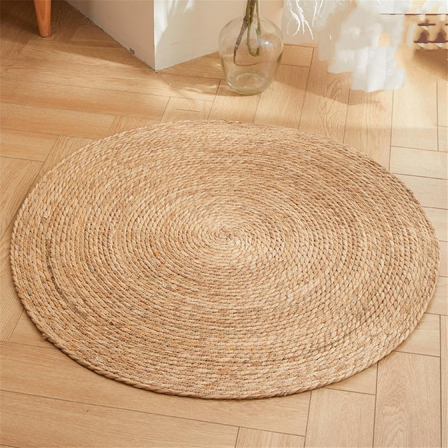 9.8In Cat Scratcher Pad - Hand-Woven Natural Cattail Mat, Spiral ...