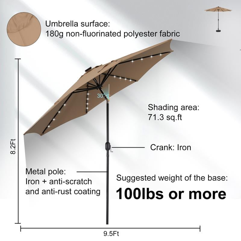 9.8ft Offset Patio Cantilever Parasol Outdoor Sunshade with Easily ...