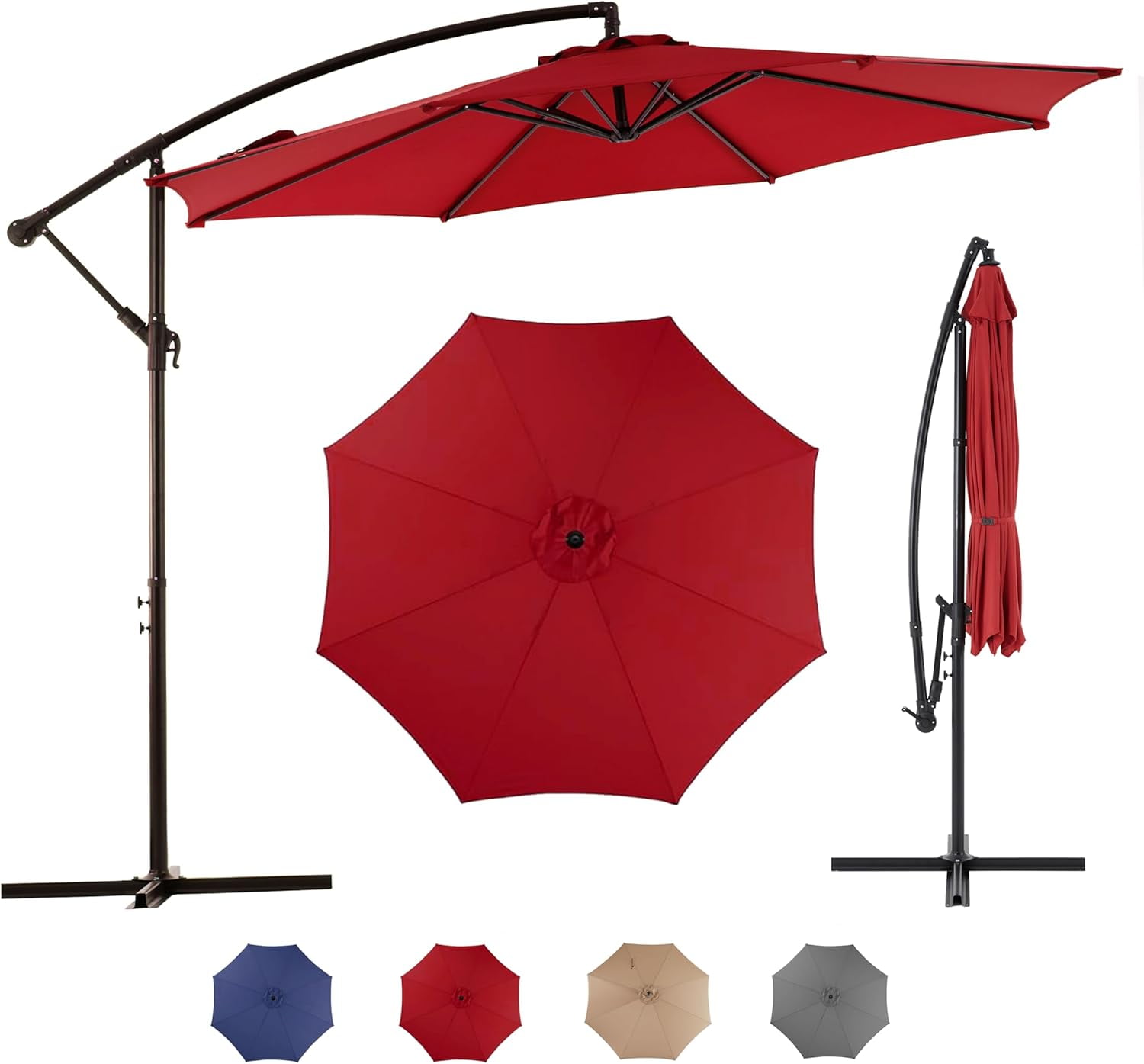 9.8ft Offset Umbrella Cantilever Patio Hanging Umbrella Outdoor Market ...