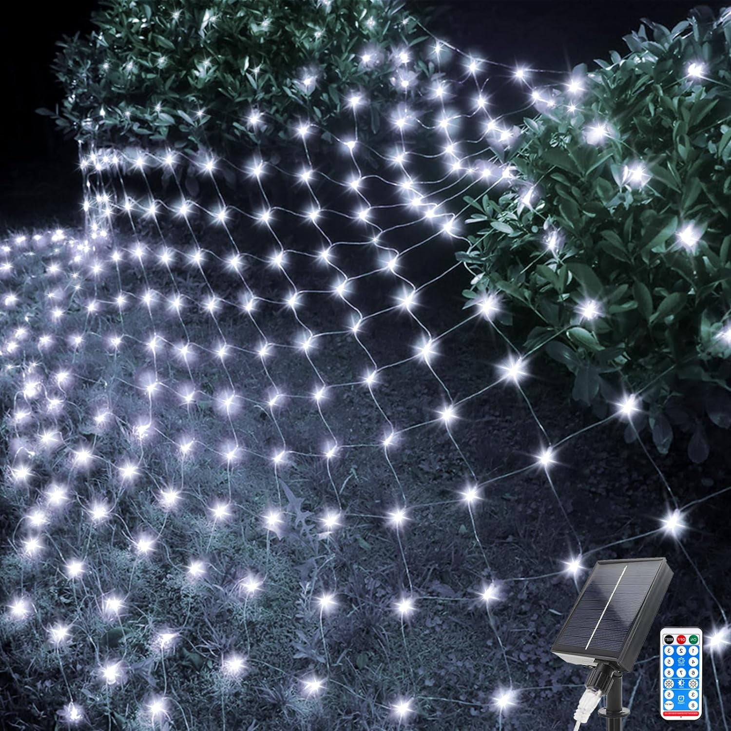 9.8ft x 6.6ft Solar Net Mesh Lights, 192 LED Waterproof Christmas ...