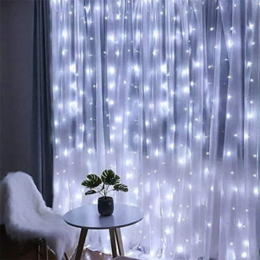 11 5ft 96 LED Snowflake Curtain String Lights Memory 8 Modes Flashing ...