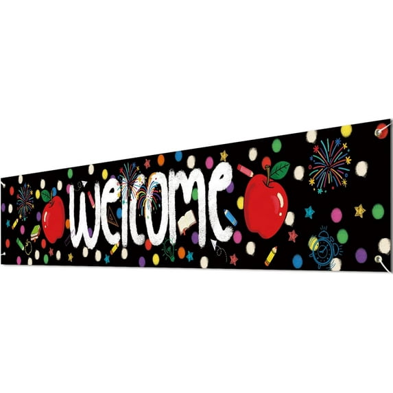 9.8x1.6FT Black Welcome Yard Banner Sign Back to School Supplies ...
