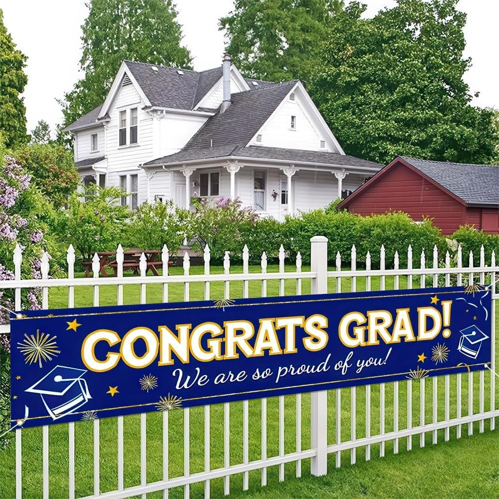 9.8x1.6Ft Blue Graduation Banner Congratulations 2025 Graduate ...