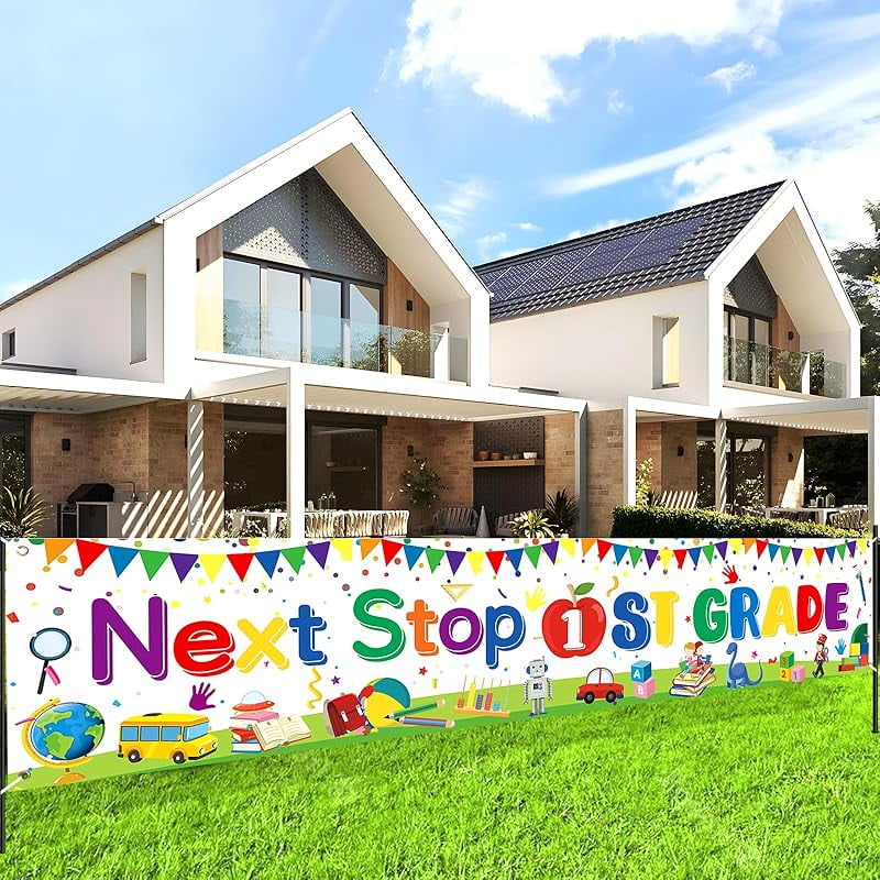 9.8x1.96Ft Kindergarten Graduation Party Decorations Banner Next Stop ...