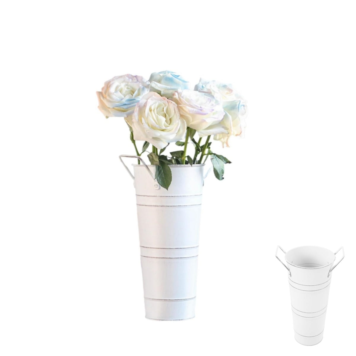 9.8x4.3x3In Silver Vintage Rustic Tin Flower Buckets,HXRH Portable ...