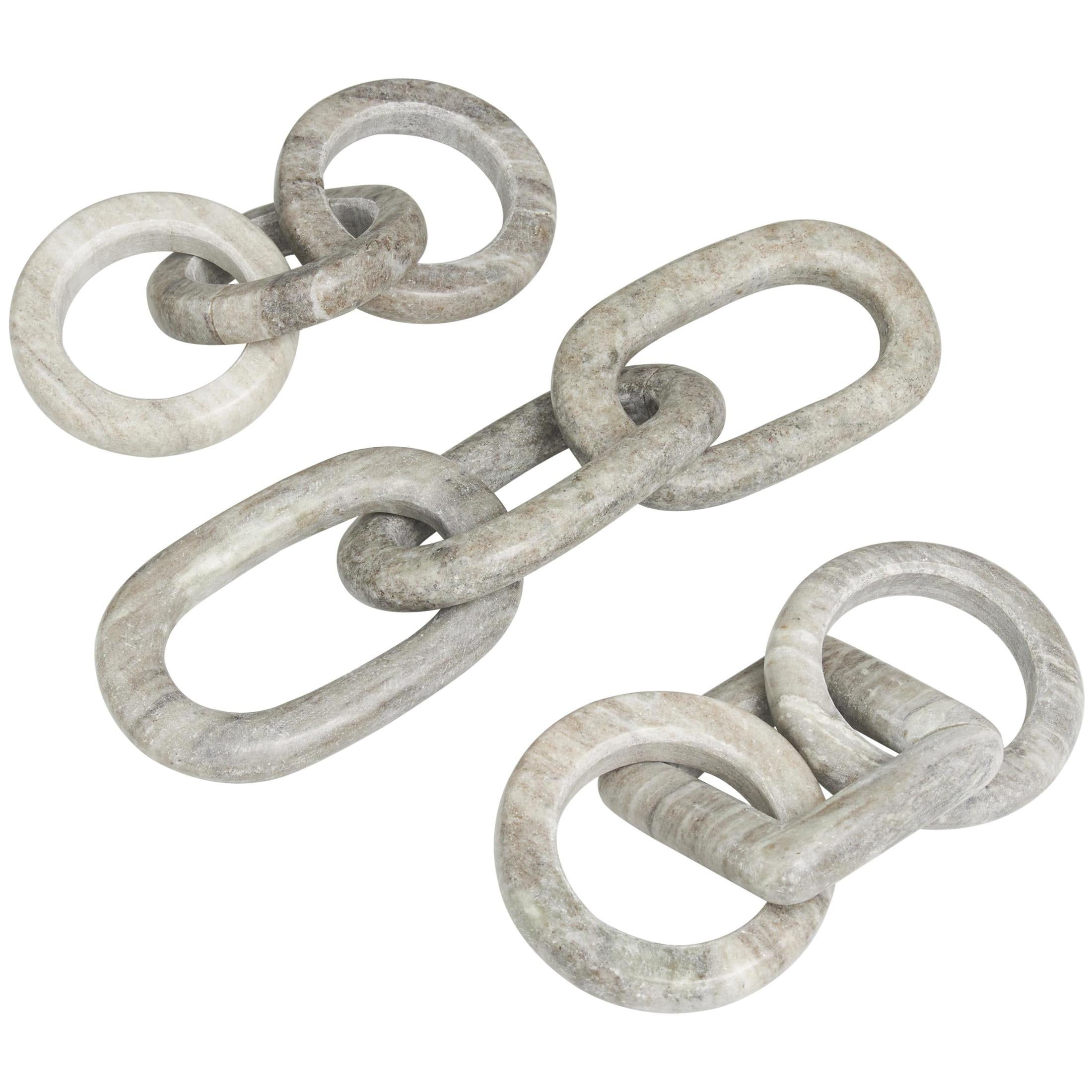 Free Shipping! DecMode Gray Marble Geometric 3 Link Chain Sculpture Set ...