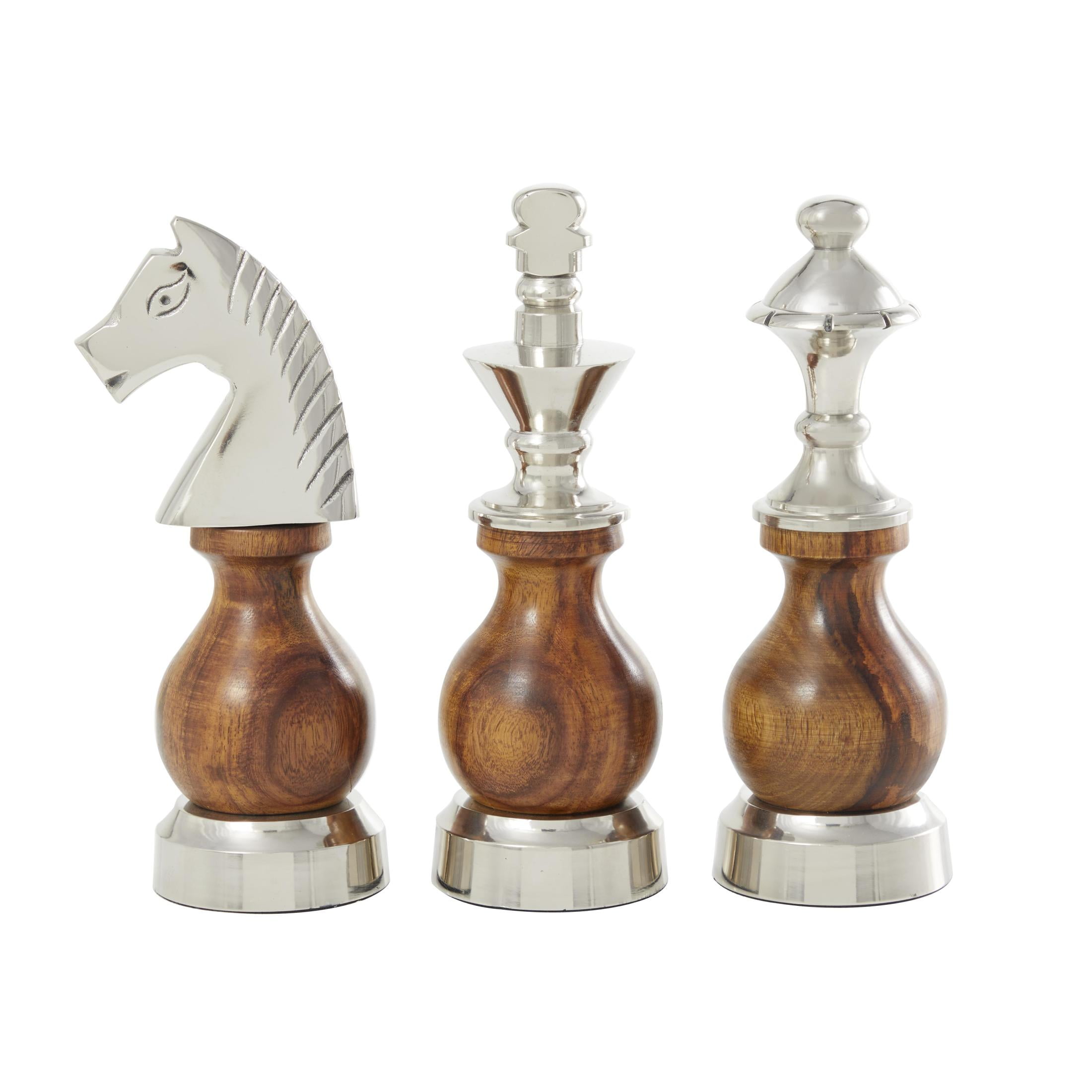 DecMode 9 9 8H Brown Aluminum Chess Sculpture Set - Decor - Walmart.com