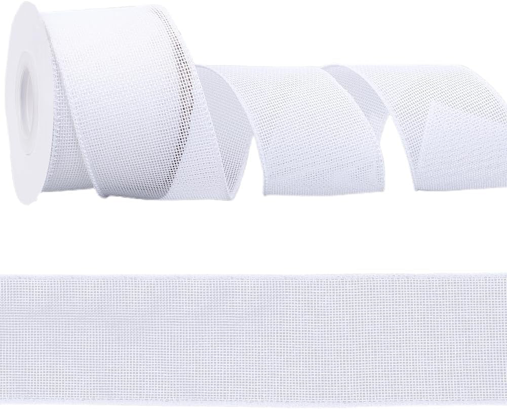 9.95 Yards 2.5 Inch White Natural Burlap Wired Ribbon Egde Jute Rustic ...