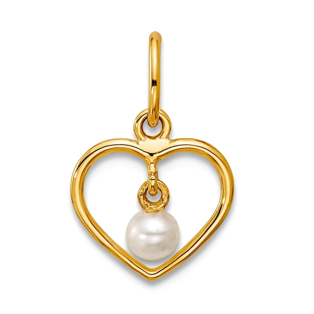 9.9mm 14k Solid Yellow Gold Polished Freshwater Pearl Love Heart ...