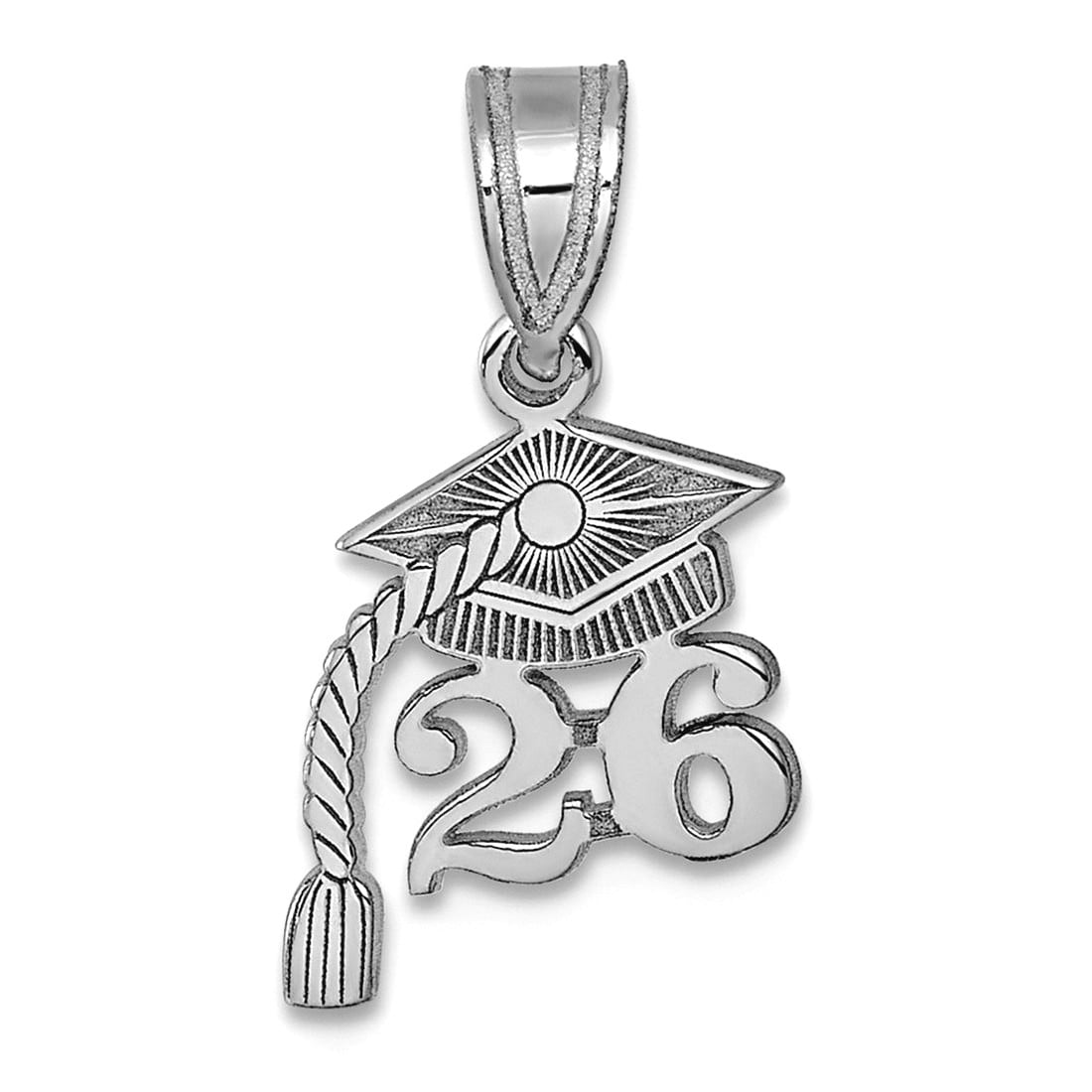 9.9mm 14k White Gold Graduation Cap 26 With Dangling Tassel Charm 26 ...